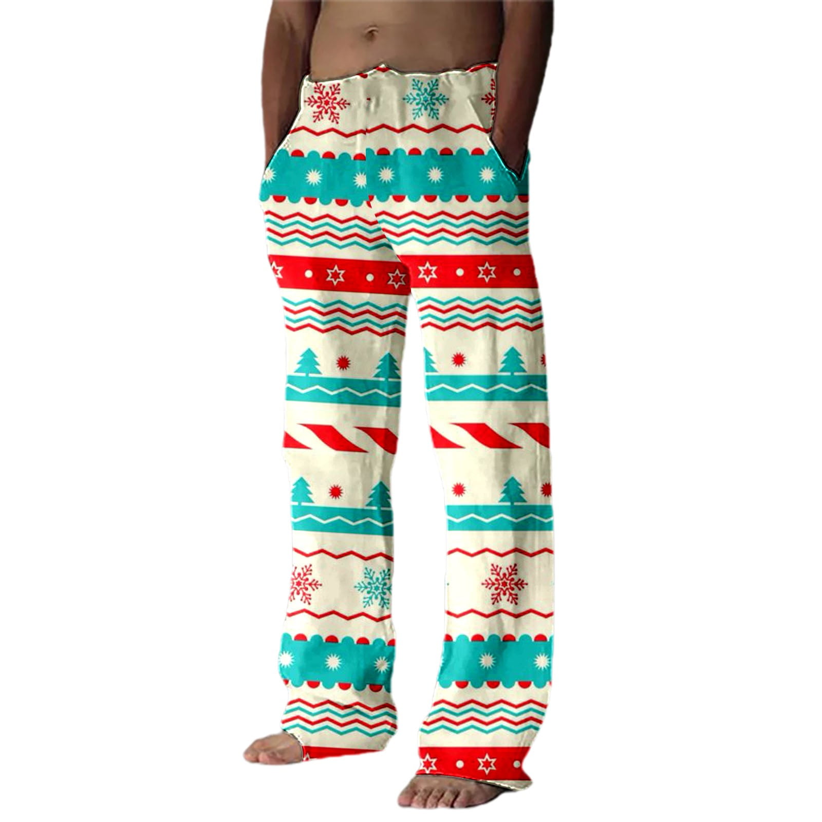 Hwmodou Mens Xmas Pants Christmas Casual Special Snowman Snowflake Tree ...
