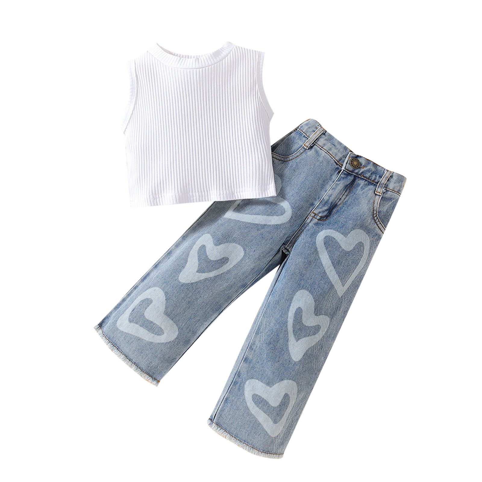 Hwmodou Newborn Children Outfits Girls Spring Summer Print Sleeveless Long Pants Outfits Clothes ...