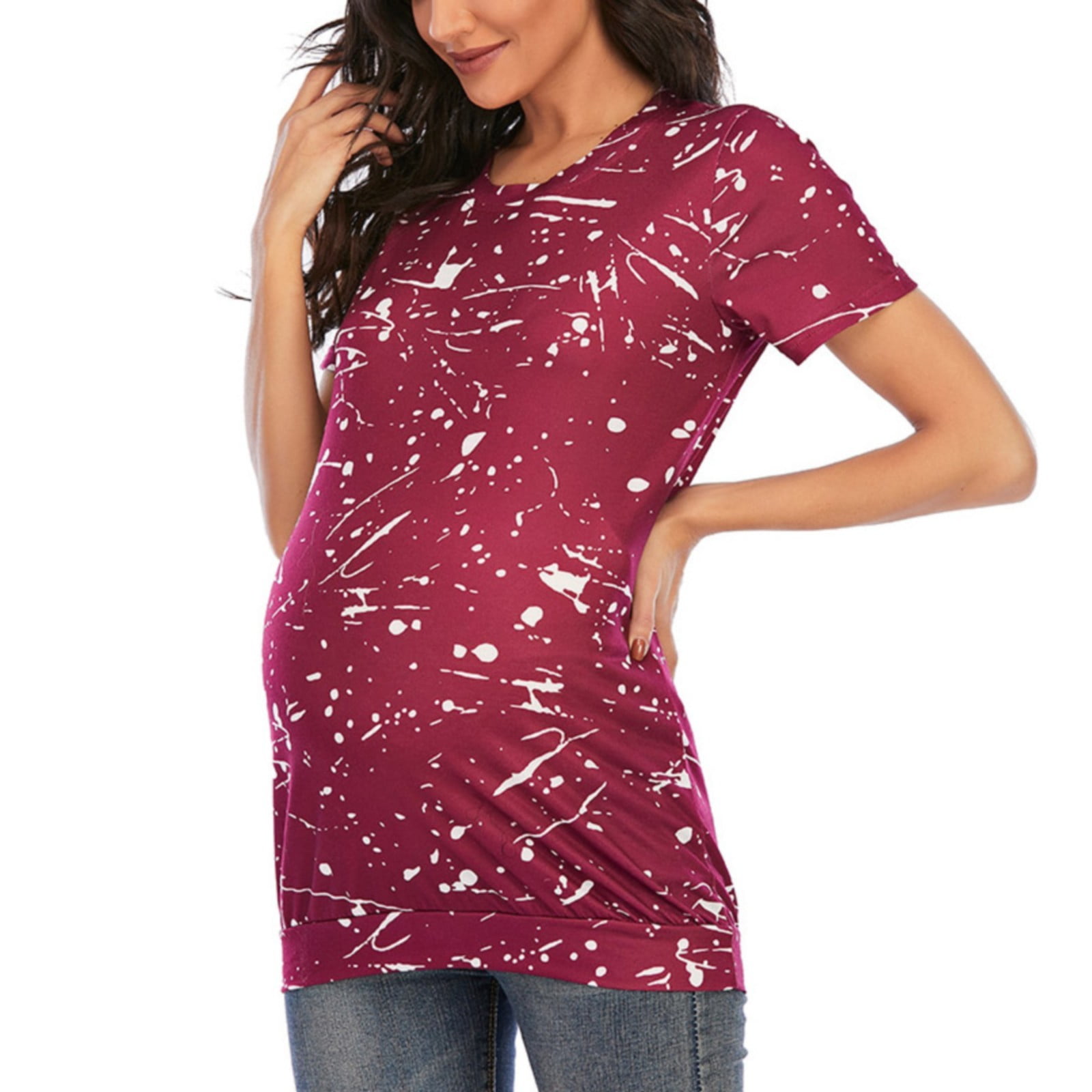 Hwmodou Pregnant T-Shirts Women Women's Maternity Round Neck Short ...