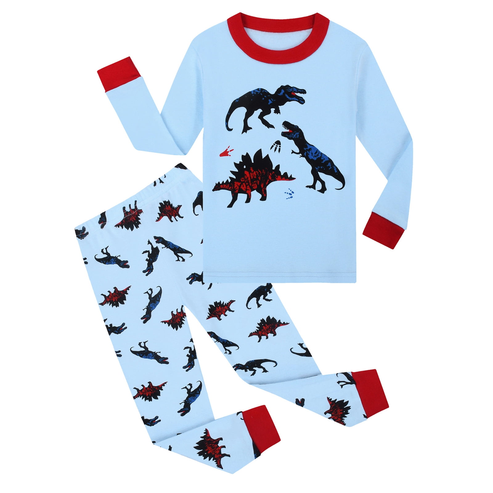Hwmodou Toddler Baby Boys Girls Pajamas Kids 2 Piece Pj's Long Sleeve Cartoon Dinosaur Sleepwear ...