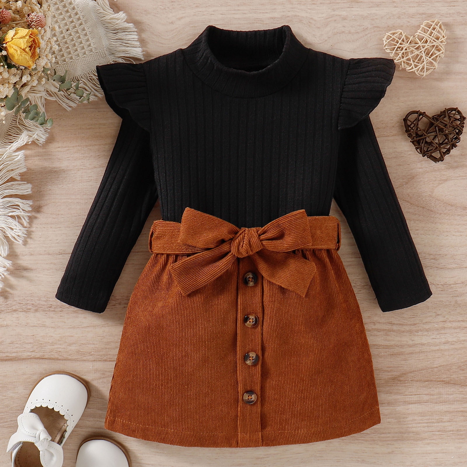 Hwmodou Toddler Girl Clothes Sets Toddler Girls Ruffles Long Sleeve ...