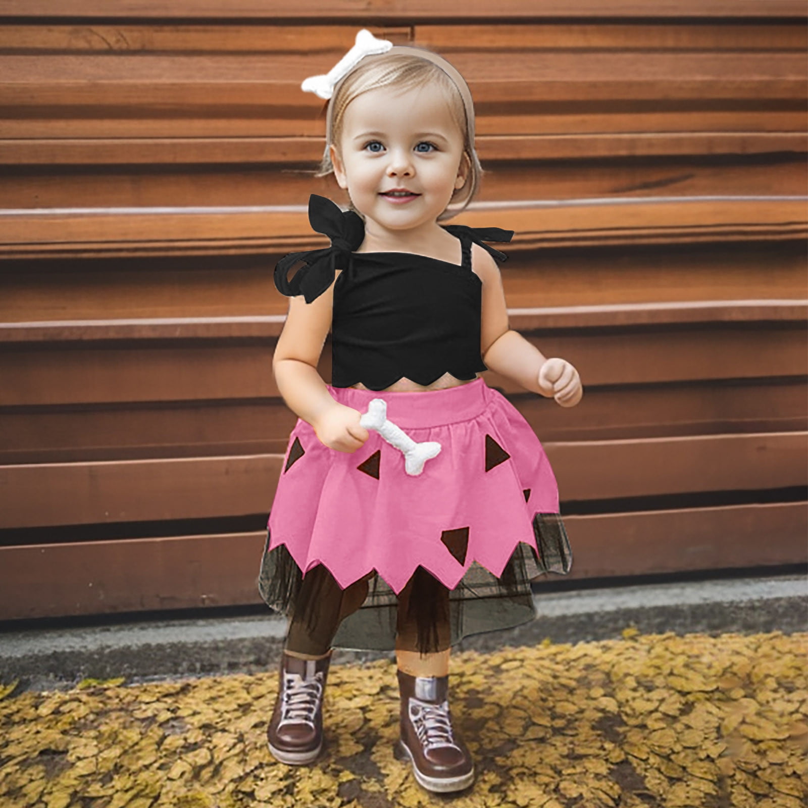 Hwmodou Toddler Girl Clothes Sets Toddler Kids Caveman Apparel Girls Dog Bones Historical ...