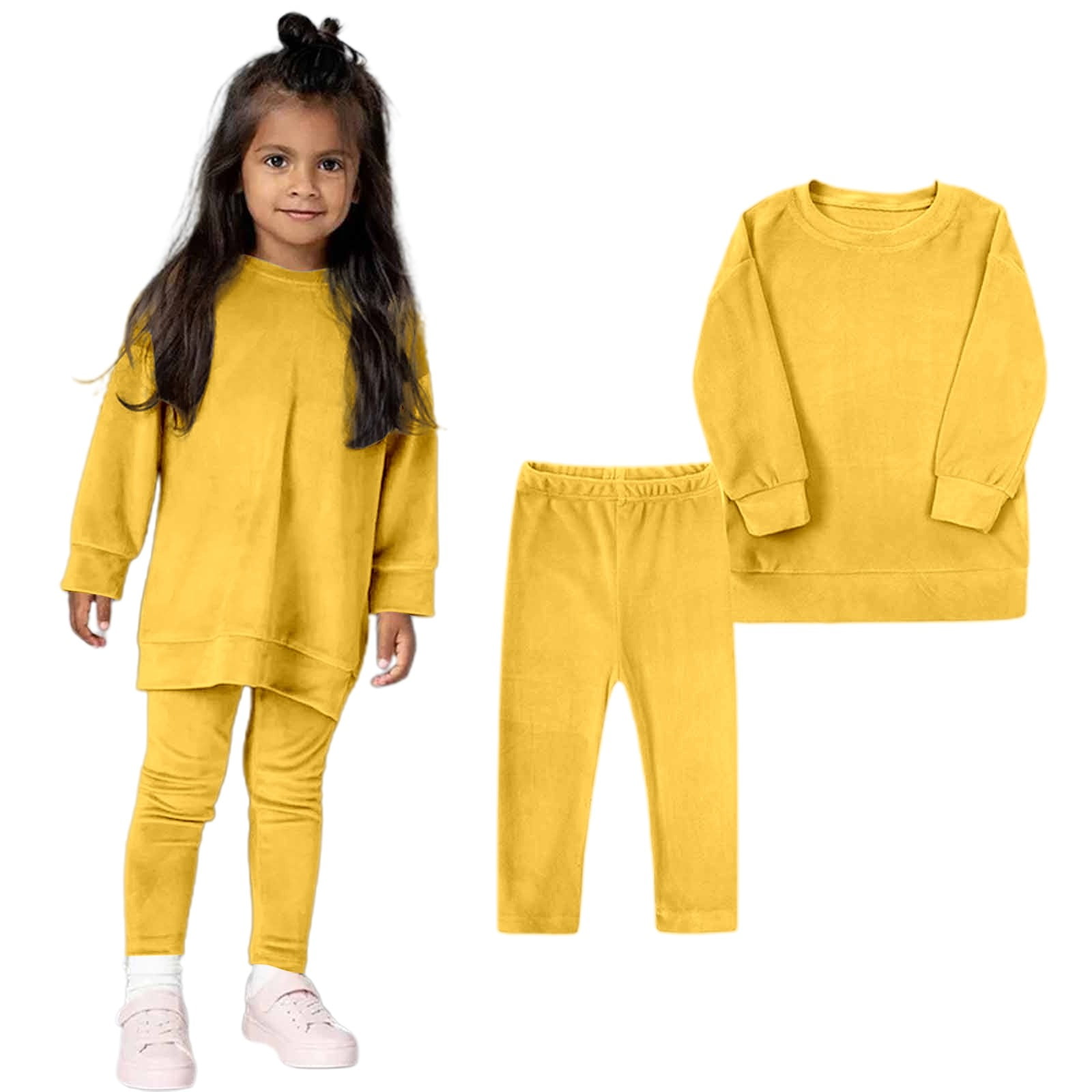 Hwmodou Toddler Girls 2 Piece Outfits Velvet Girl Autumn Winter Outfit ...