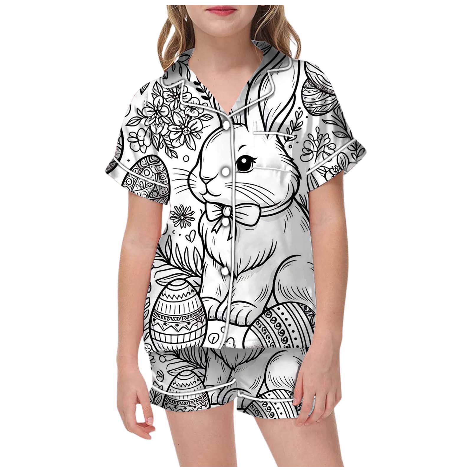 Hwmodou Toddler Girls Pajama Sets Easter Bunny Egg Hand Painted Diy ...