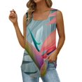 Hwmodou Women Casual Sleeveless Square Neck Tank Tops Loose Fit Pleated