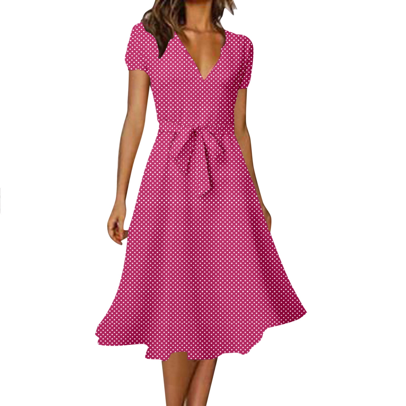 Hwmodou Women Dresses Sexy Summer Dresses For Women Long V Neck Beach Dress Elegant A Line Midi