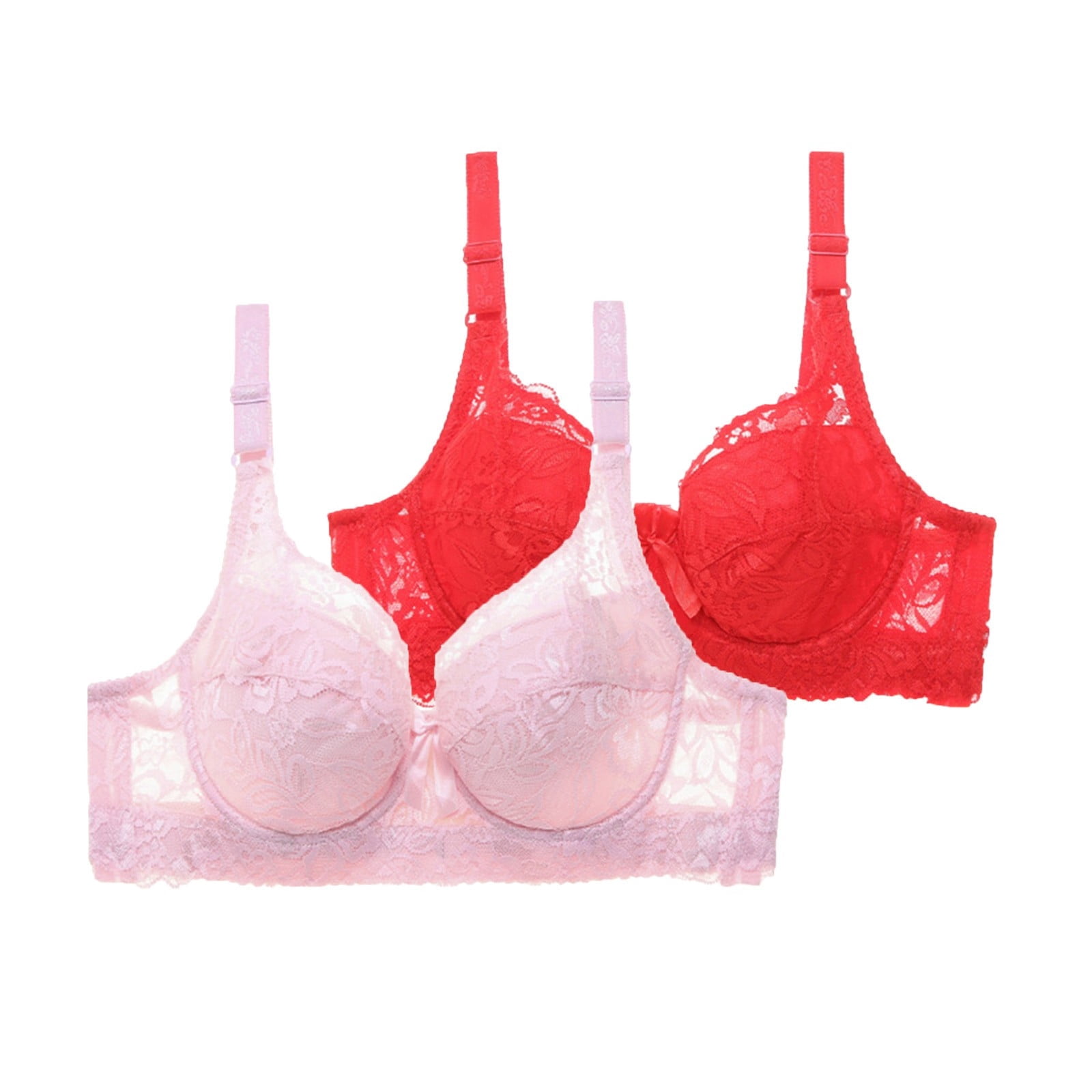 Hwmodou Women High Support Bra 2PCS Fashionable Women Lace Gathered ...