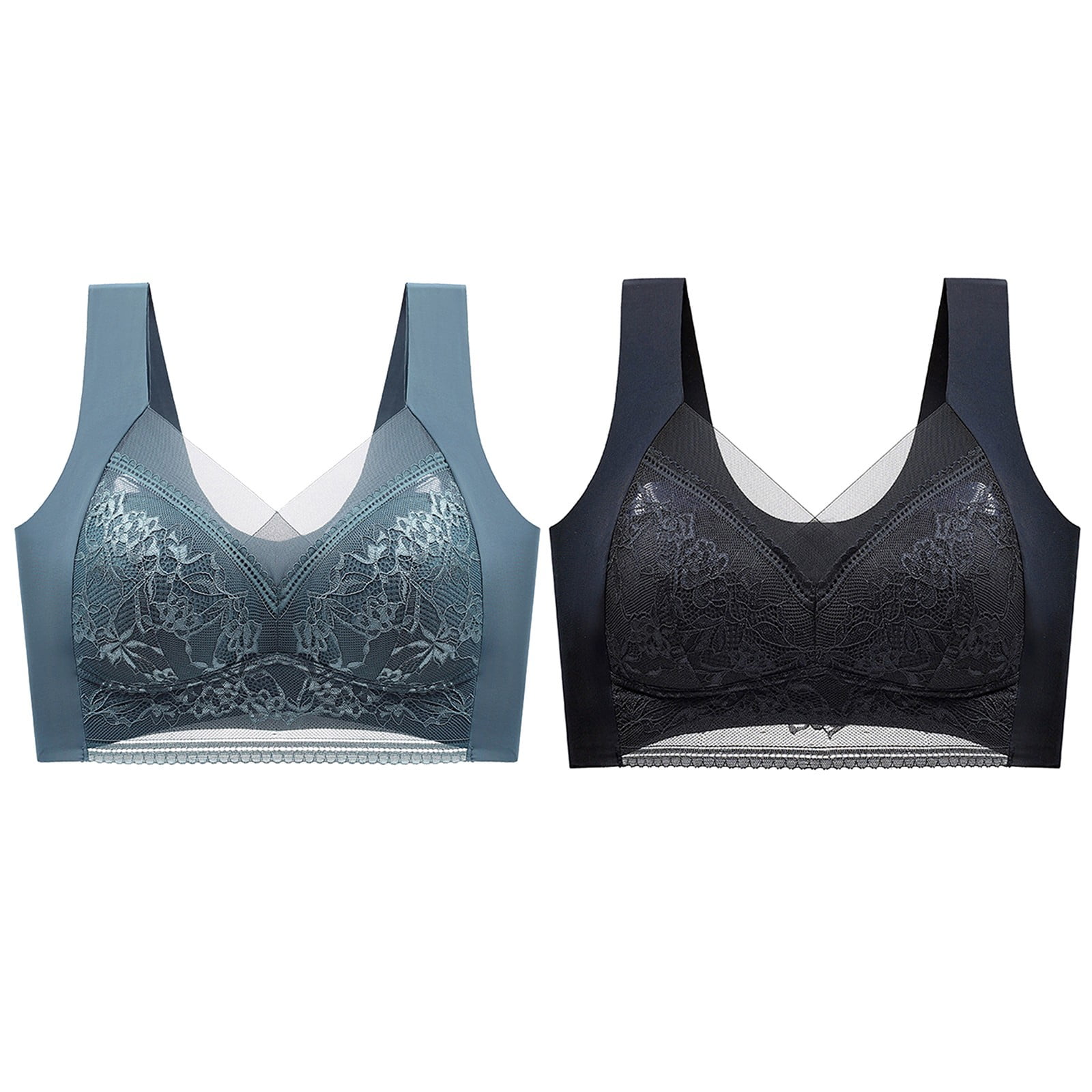 Hwmodou Women High Support Bra 2PCS Women Sexy Full Lace Flower ...