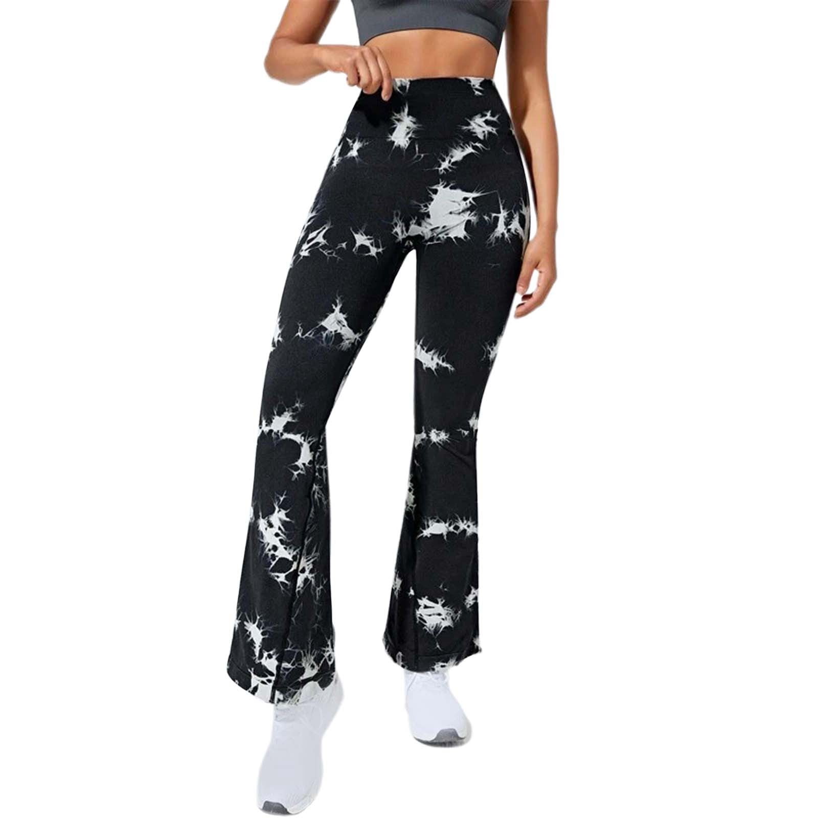 Hwmodou Womens Athletic Flare Leggings Tie Dye Elastic High Waisted ...