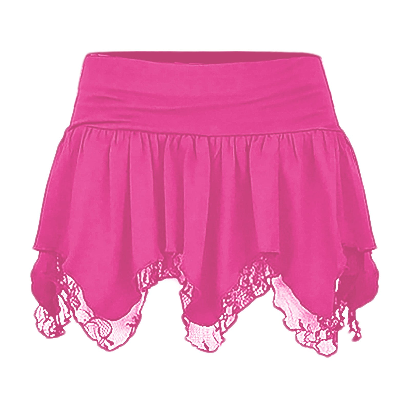 Hwmodou Womens Lace Short Skirt Sexy Solid Low Waist Patchwork Flowy ...