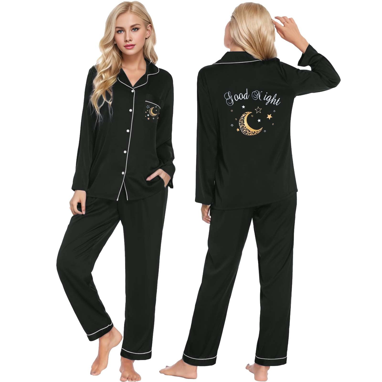 Hwmodou Womens Sleepwears Valentine's Day Love Heart Cute Printed Solid ...