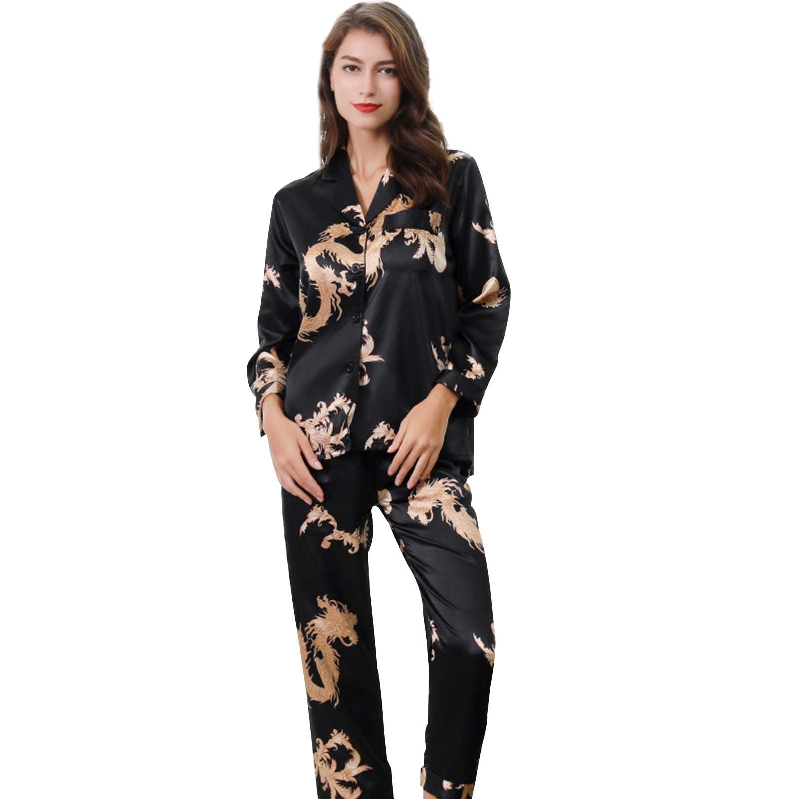 Hwmodou Womens Sleepwears Valentine's Day Love Heart Cute Printed Solid ...