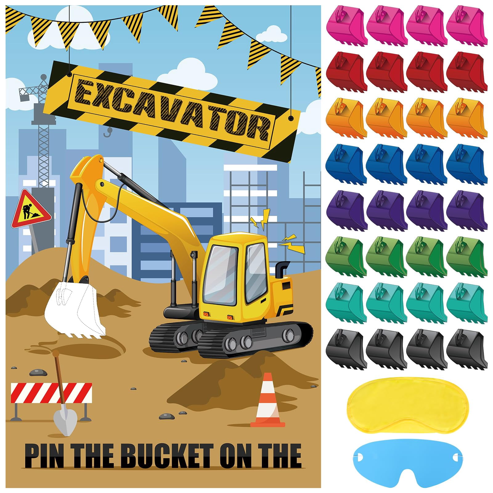 Hxezoc Pin The Bucket on The Excavator Game With 32 Pcs Buckets Large ...