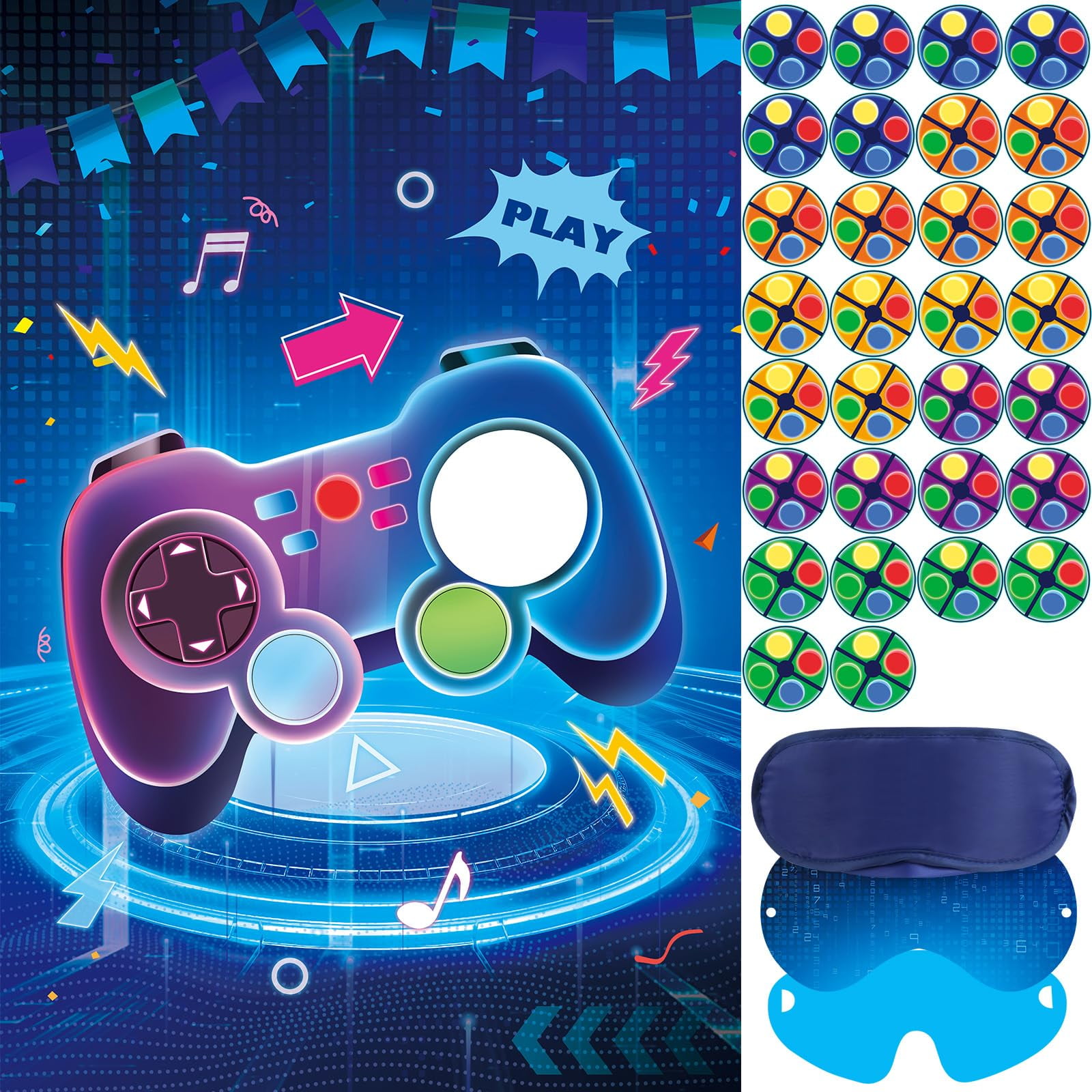 Hxezoc Pin The Button IFF17 On The Video Party Game With 36 Pcs Video ...