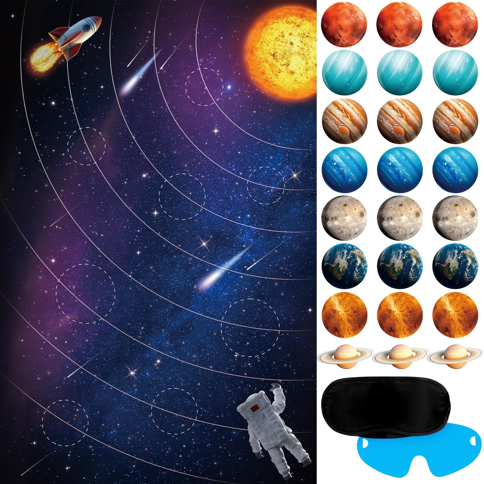 Hxezoc Solar SystemITSC Party Games, Pin Planets on Rail With 32 Pcs Planet Stickers, Outer ...