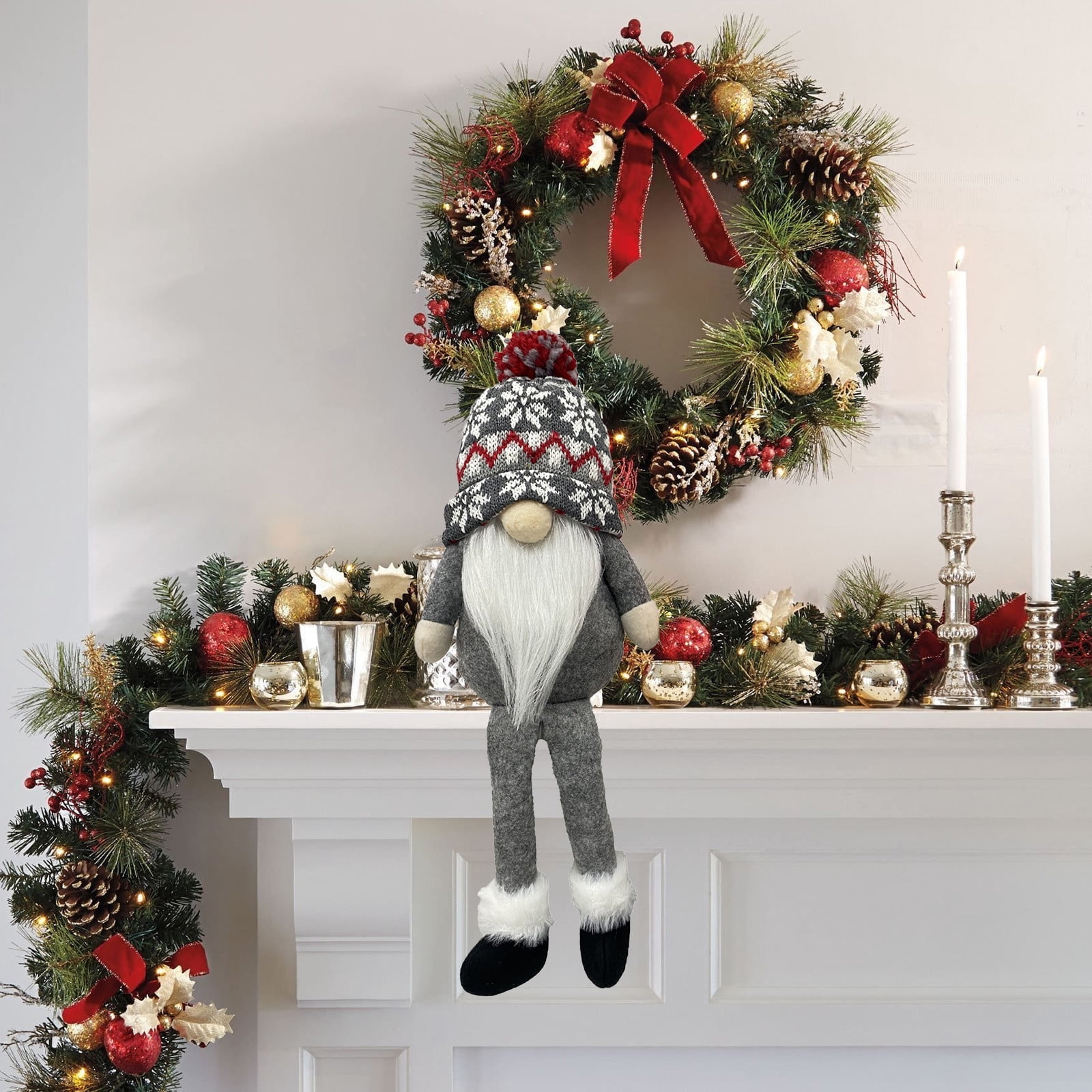 Hxlamzoo 1 Pc Christmas Faceless Dwarf Doll Red Gray Cloth Gnome ...