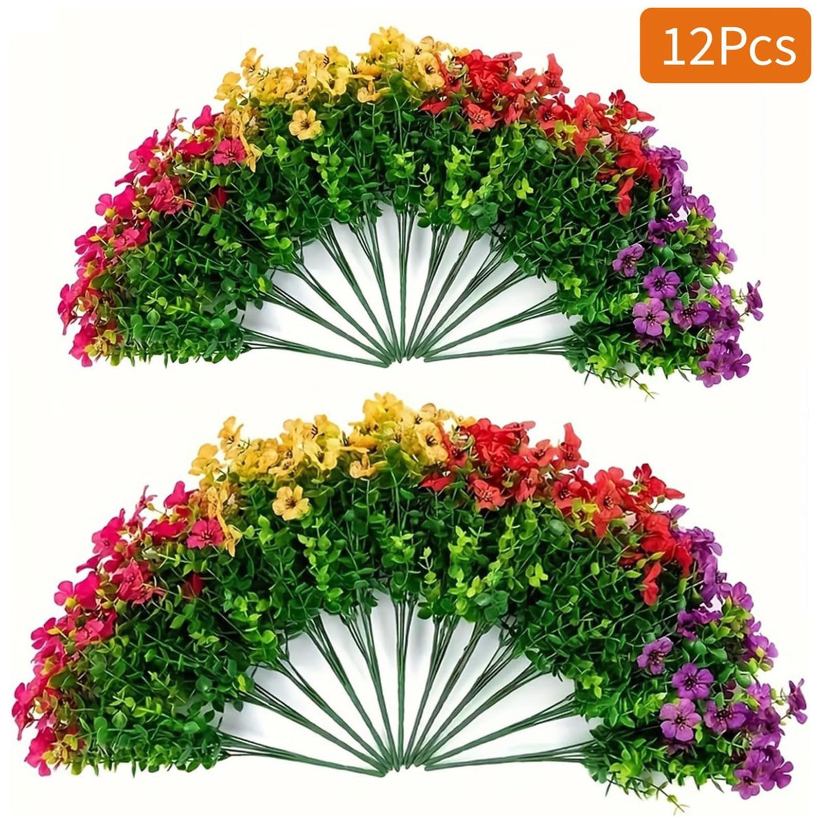 Hxlamzoo 12pcs Bundles Artificial Fake Flowers for Outdoor Decoration ...