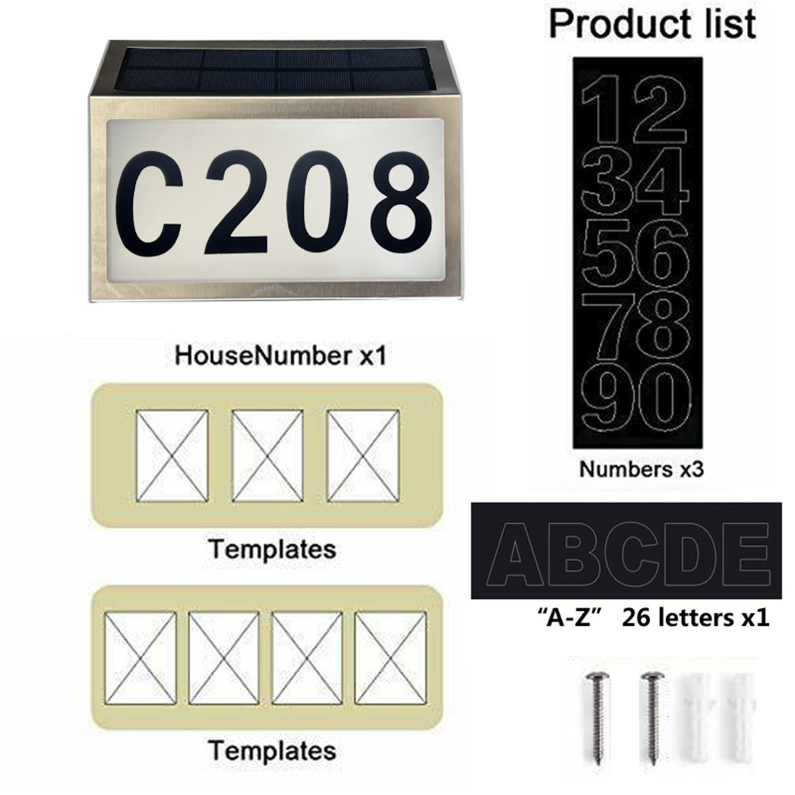Hxlamzoo 2025 Solar House Number Light with Motion Sensor - Stainless ...