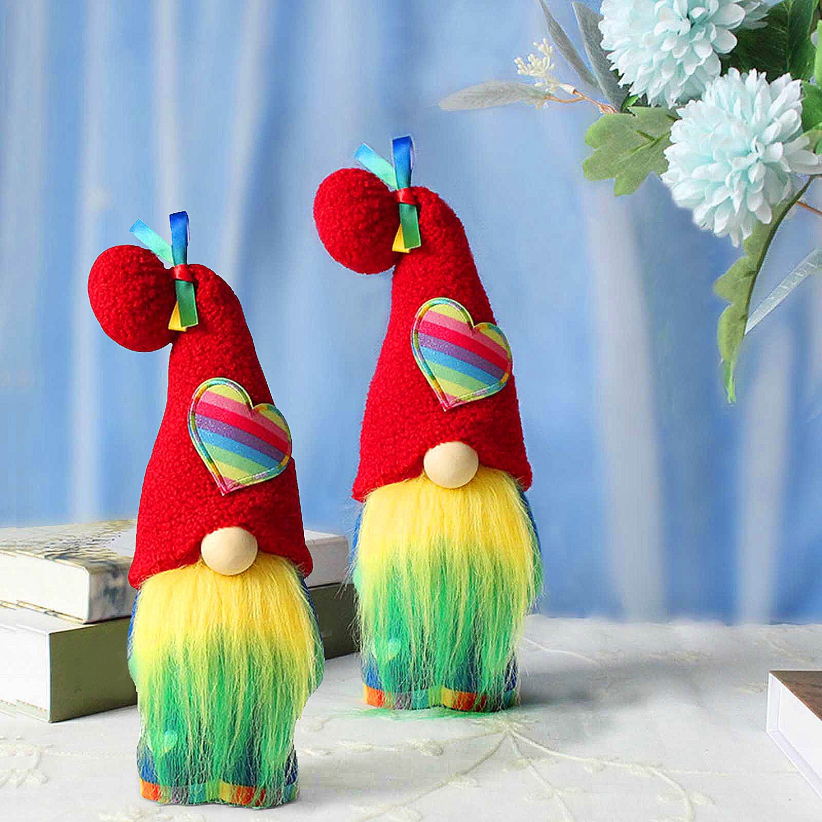 Hxlamzoo 2PCS Rainbow Gnomes Plush Standing Scandinavian Tomte Gnome ...