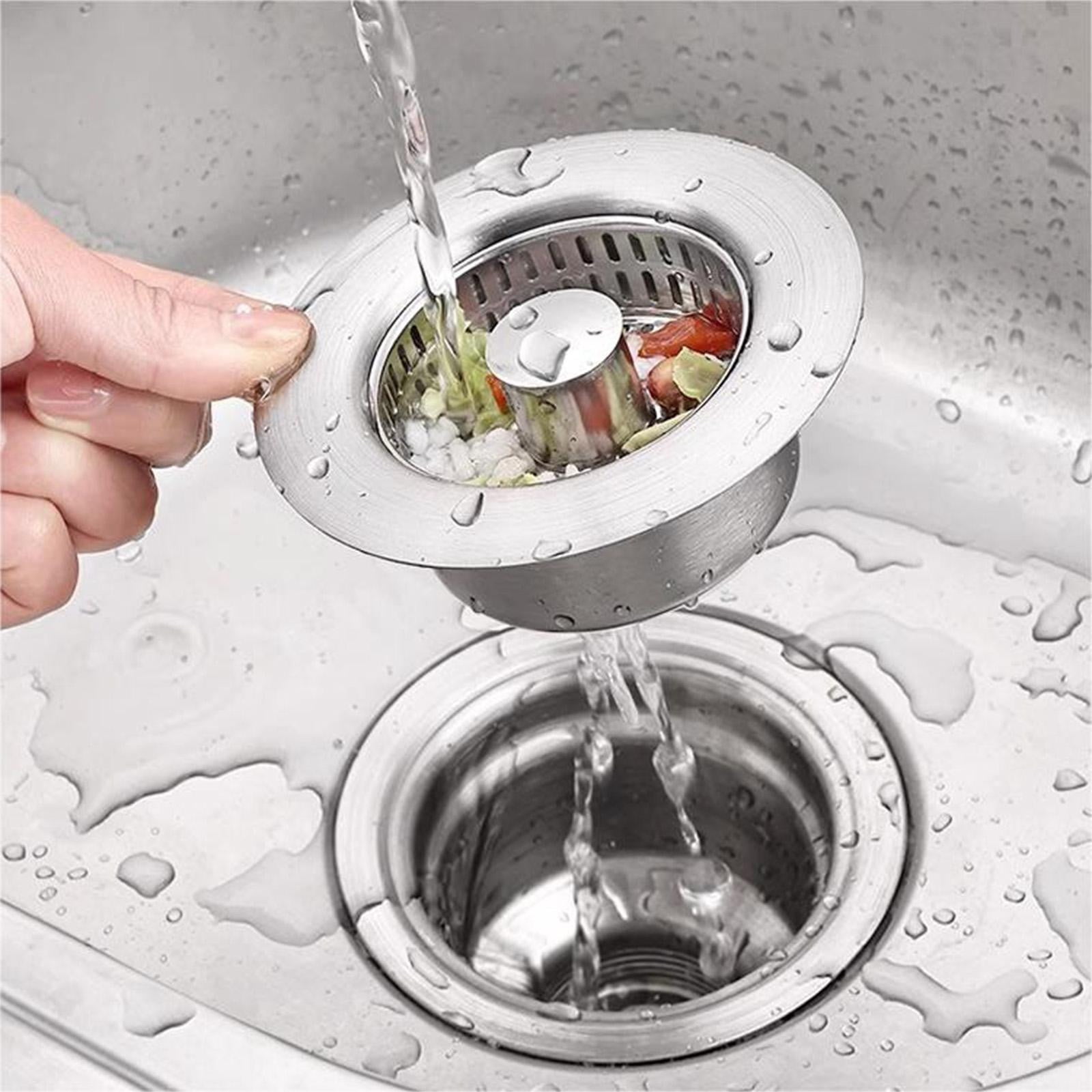Hxlamzoo 3 in 1 Kitchen Sink Drain Strainer Stopper, Stainless Steel ...