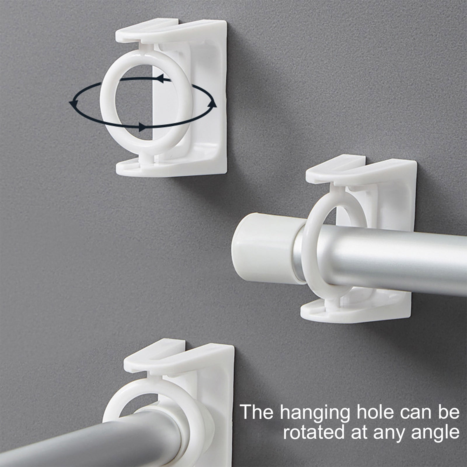 Hxlamzoo 360° Rotating Plastic Shower Curtain Hooks – No Drill Adhesive ...