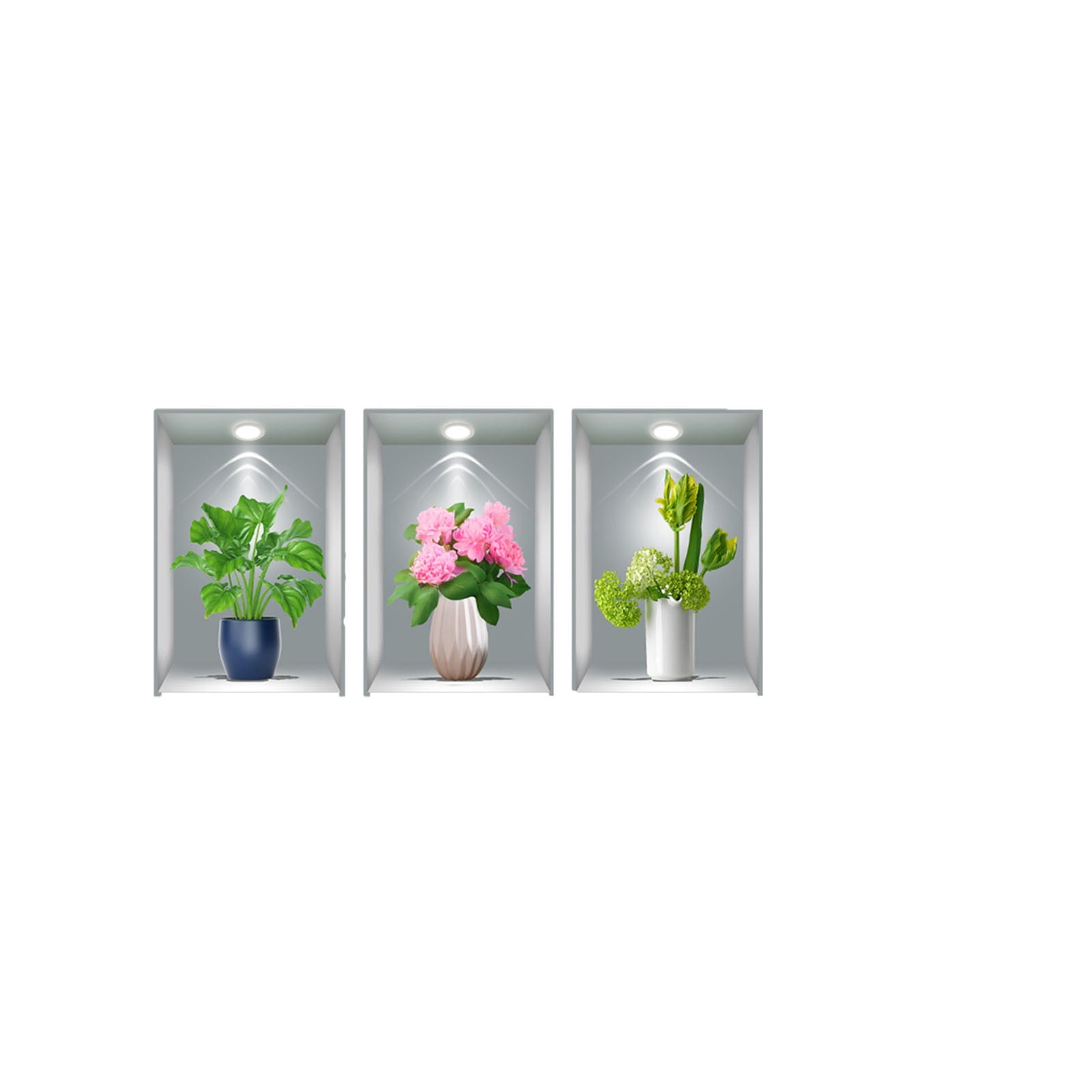 Hxlamzoo 3D Realistic Plants and Flowers Wall Stickers, Peel & Stick ...