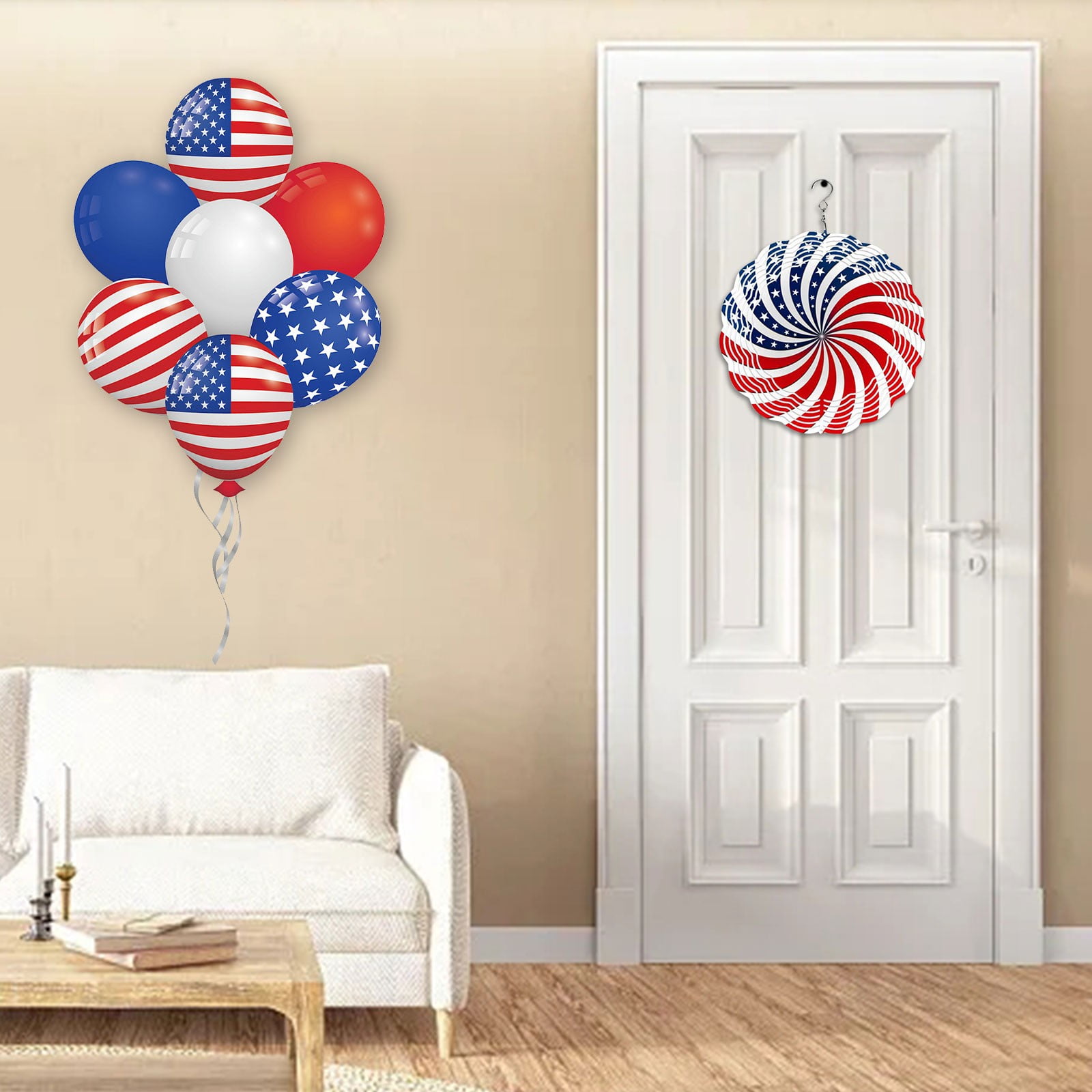 Hxlamzoo 4th of July Patriotic Turntable 3D Rotation Wind Chime ...