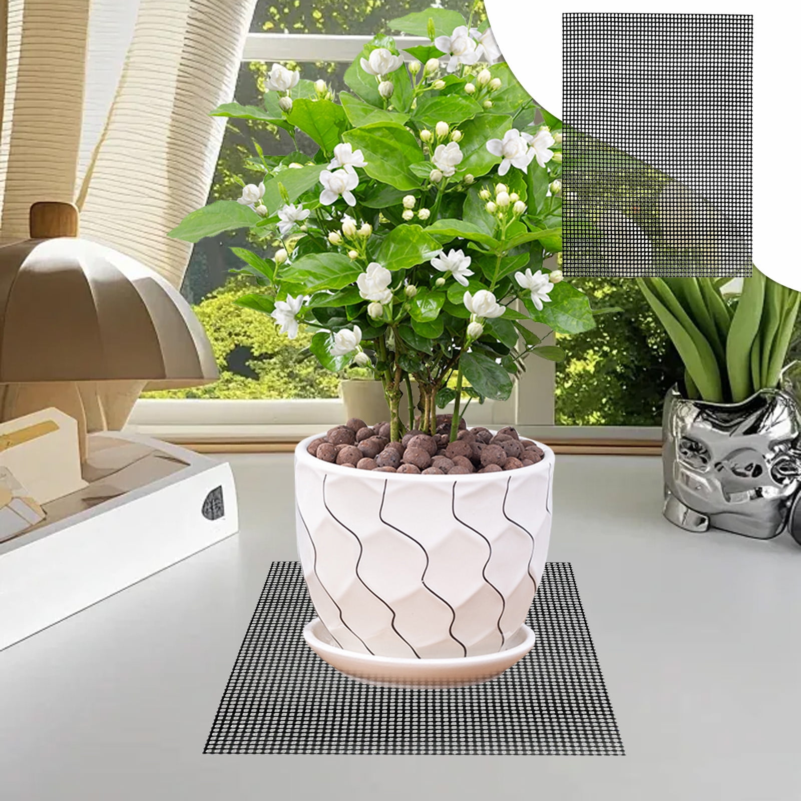 Hxlamzoo 5 Pack Rectangle Plant Drain Mesh Mats - Reusable Black ...