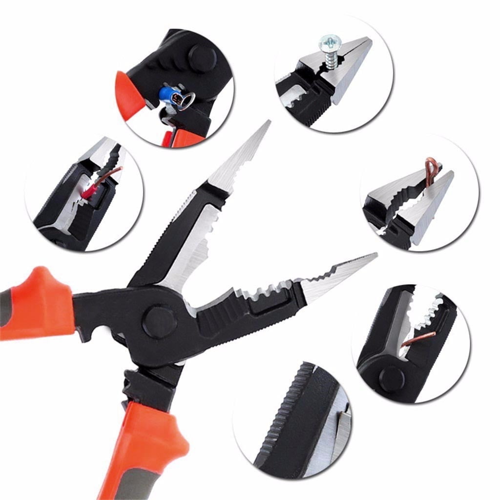 Hxlamzoo 6-In-1 Electrical Pliers Heavy Duty Wire Cutter and Wire ...