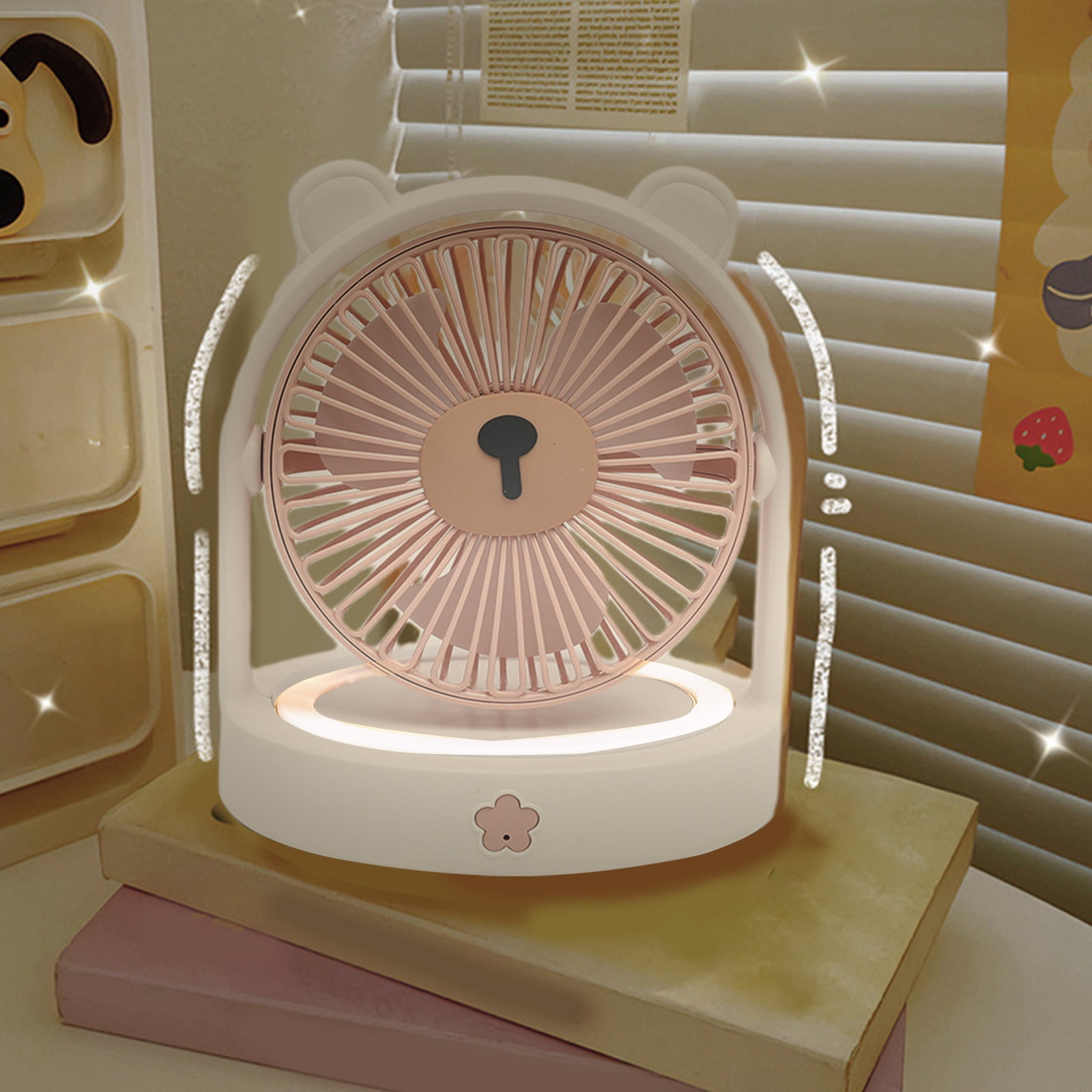 Hxlamzoo Bear Mini Desk Fan - portable, rechargeable, 3-Speed ...