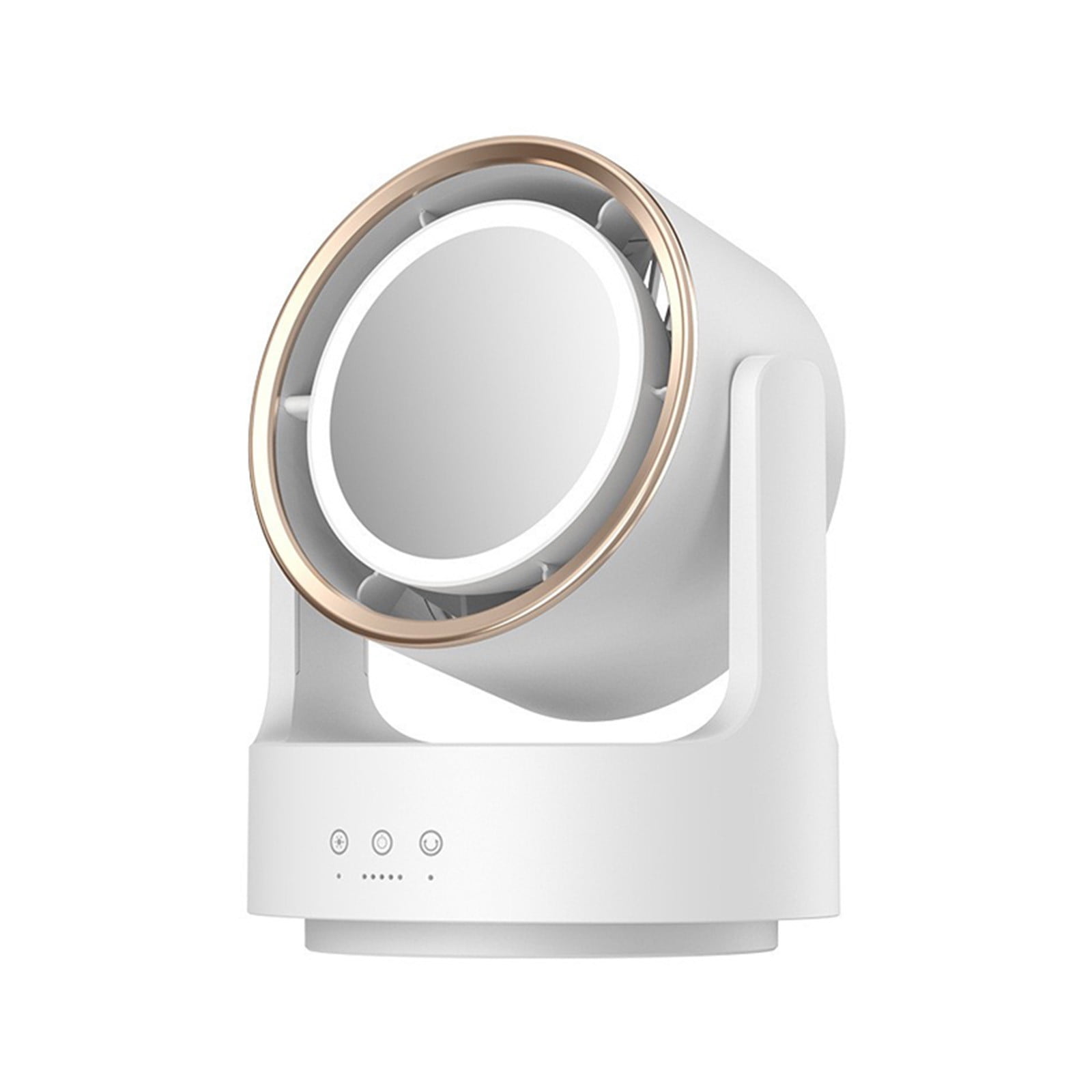 Hxlamzoo Bladeless Desktop Cooling Fan with LED Mirror & 5-Speed Quiet ...