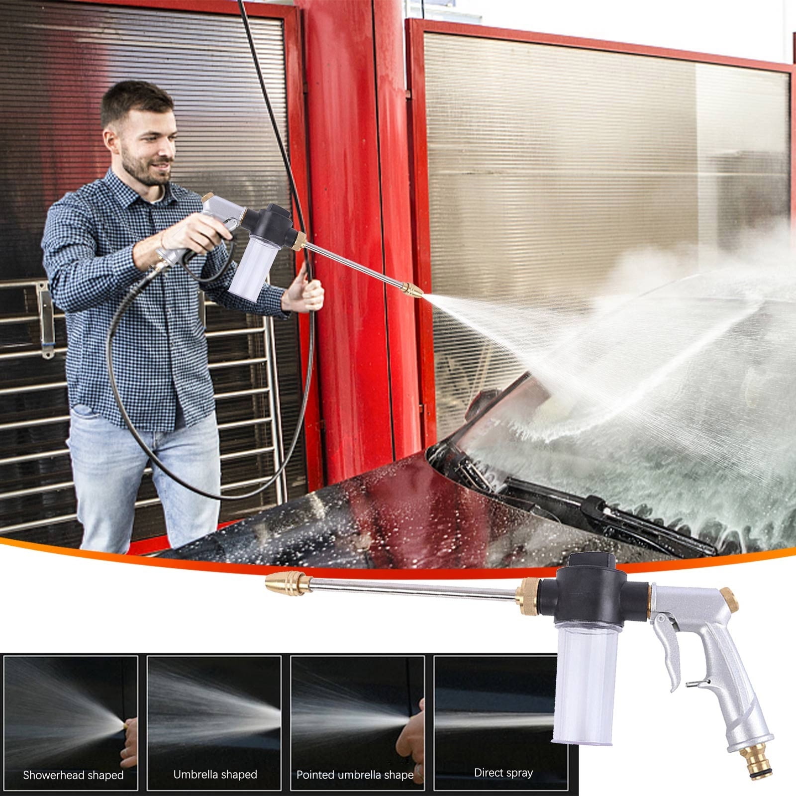 Hxlamzoo Car Wash Foam Gun, High Pressure Water Garden Hose Nozzle ...