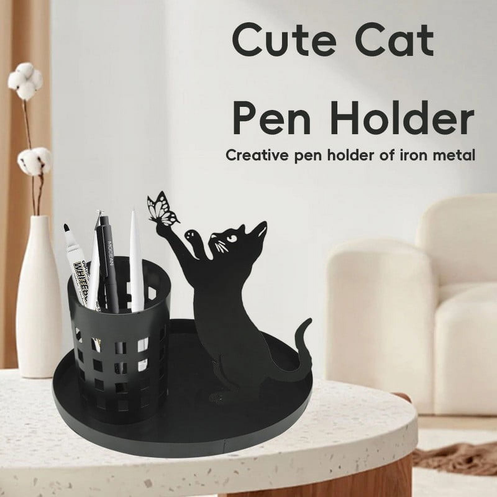 Hxlamzoo Cat Pen Holder for Desk, Cute Home Decoration Organizer Pen ...