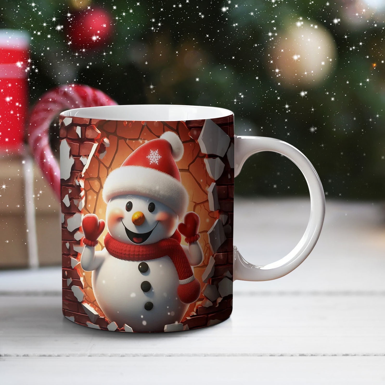 Hxlamzoo Christmas Coffee Mugs, 11 Oz Ceramic Snow Man Christmas Cups ...