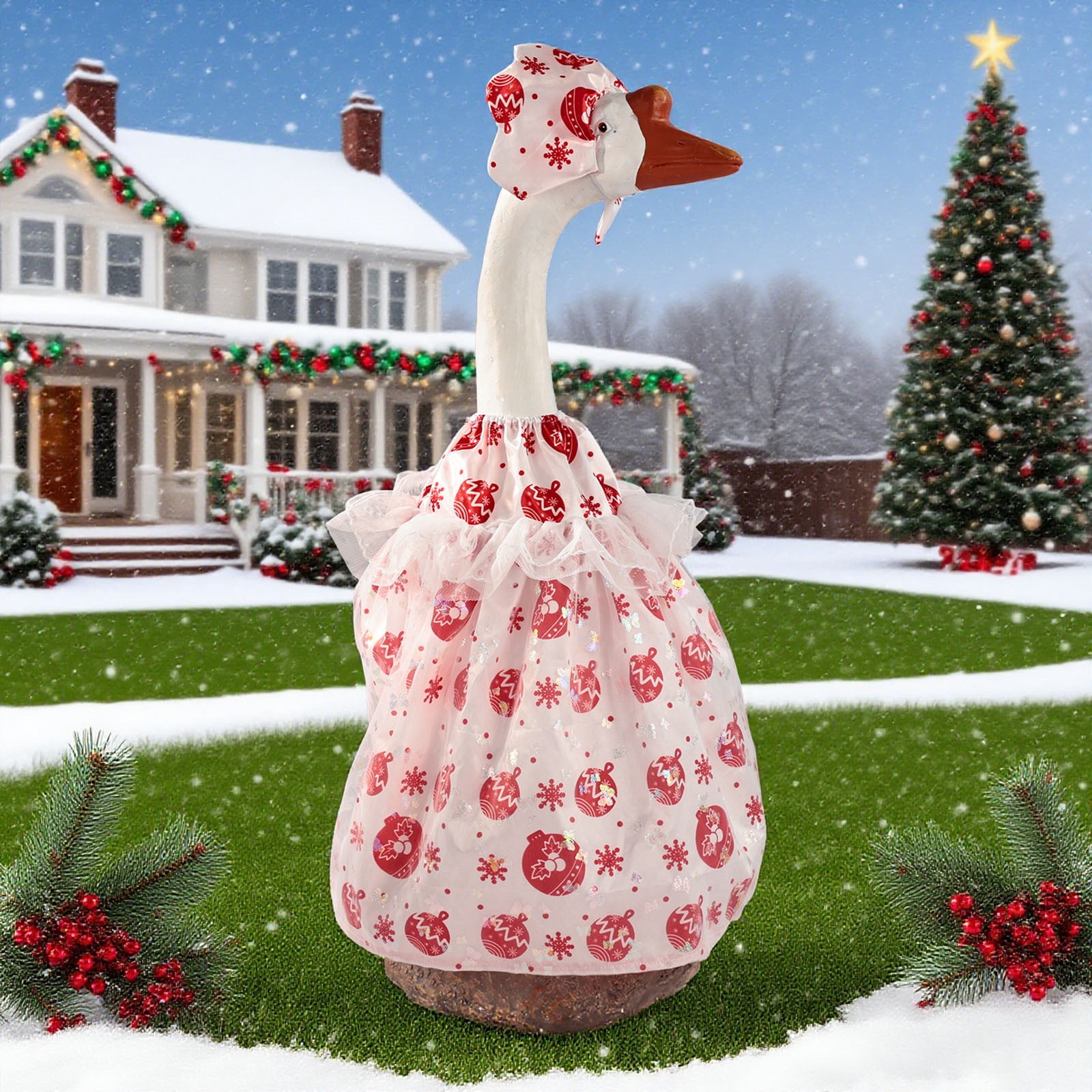 Hxlamzoo Christmas Goose Yard Decor Set - Waterproof Outdoor Festive ...