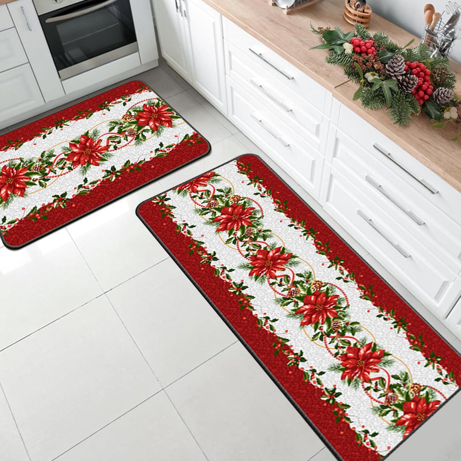 Hxlamzoo Christmas Kitchen Rugs, Merry Christmas Kitchen Mats for floor ...