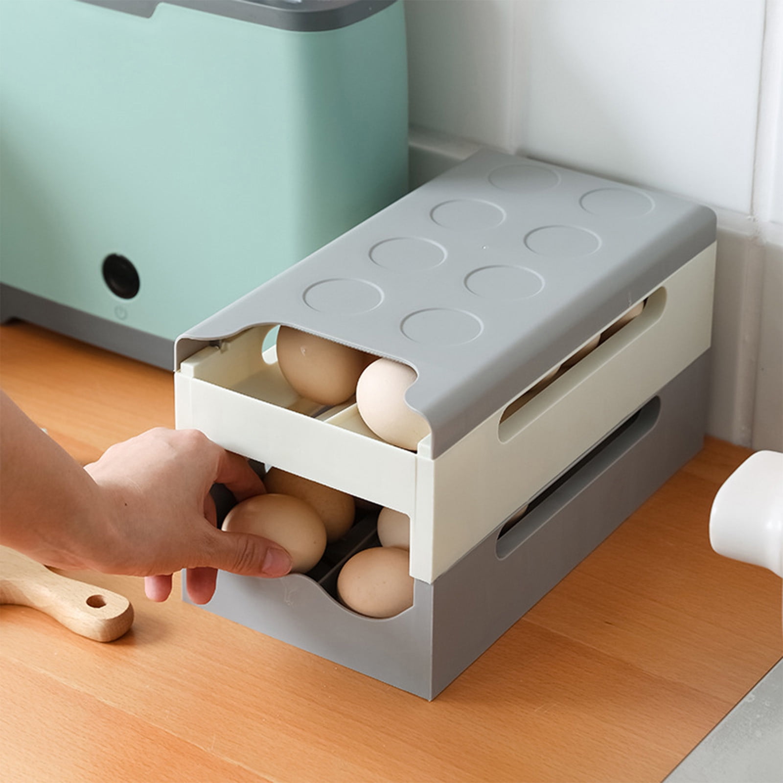 Hxlamzoo Clearance Sales Eggs Storage Box Two Tier Rolling Home ...