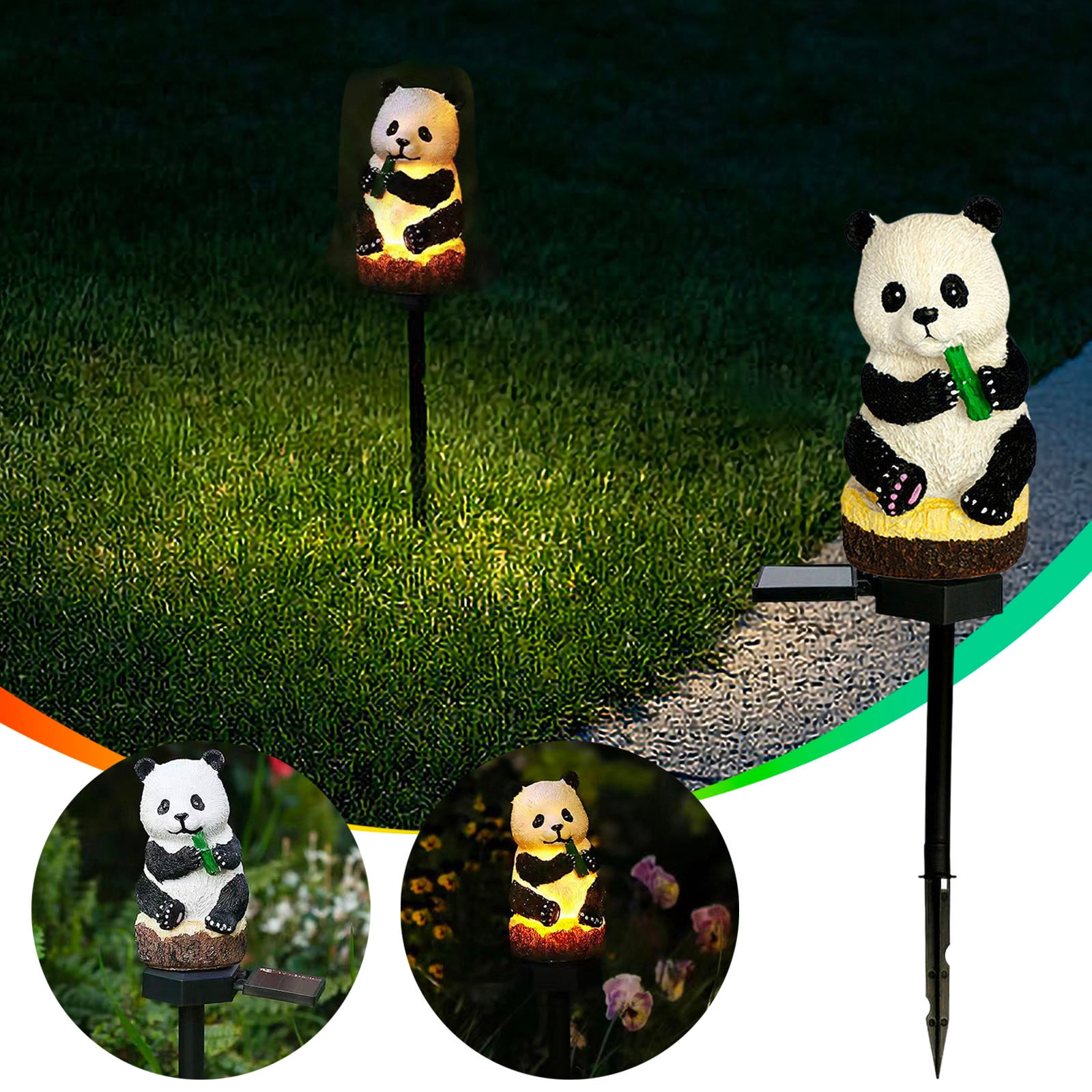 Hxlamzoo Decorative Solar Lights, Outdoor Solar Cute Panda Stake Lights ...
