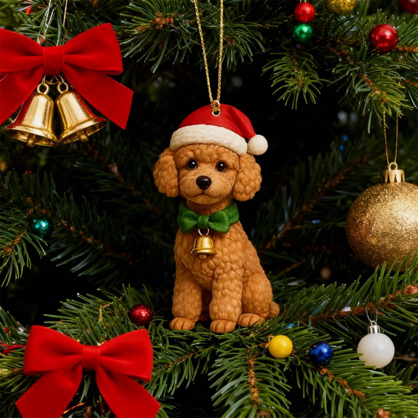 Hxlamzoo Dog Christmas Ornament - Glossy Acrylic Pendant with 2D Design ...