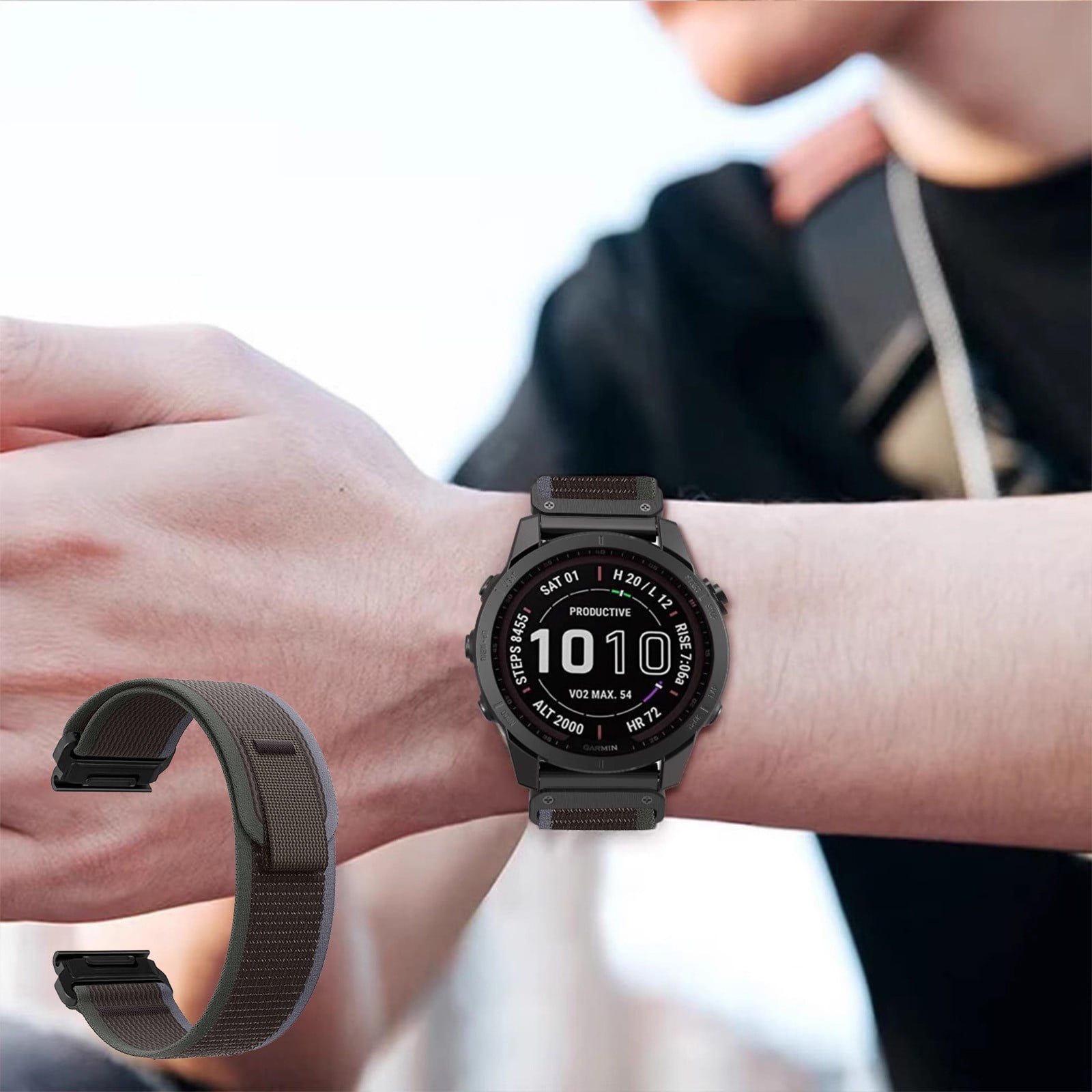 Hxlamzoo Durable Nylon Woven Watch Band Compatible with Garmin fēnix/Forerunner/Approach/MARQ ...