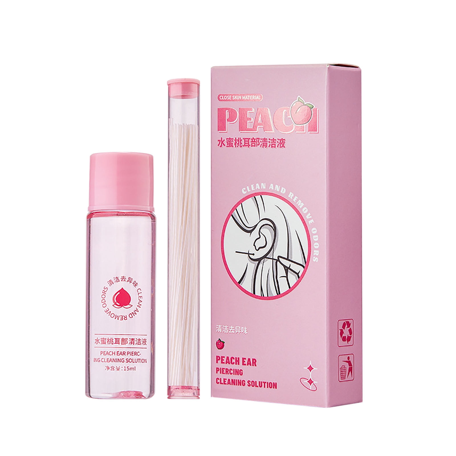 Hxlamzoo Ear Piercing Care Kit with 15ml Gentle Cleaning Solution & 60 ...