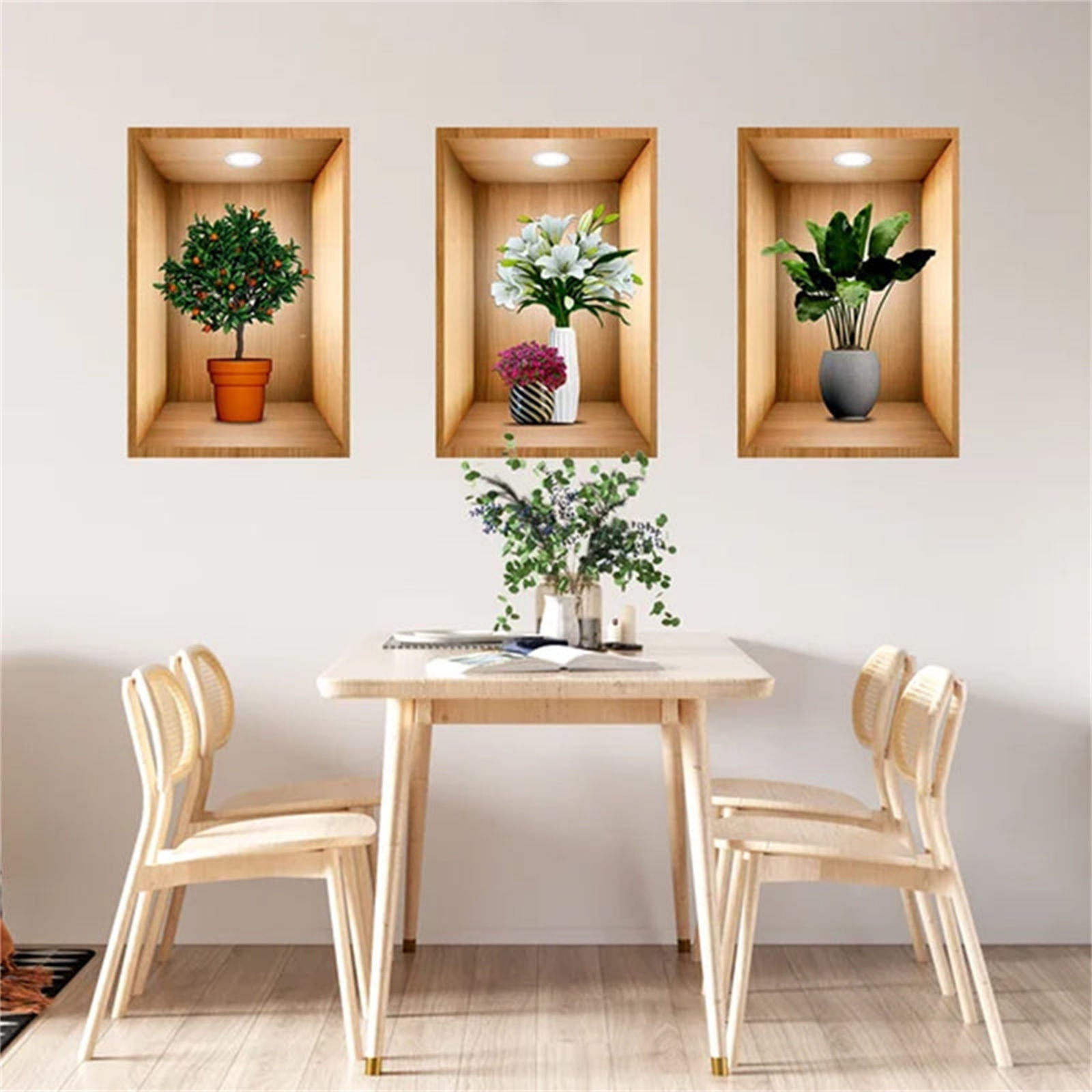 Hxlamzoo Effect Vase Flowers Wall Stickers, Potted Plants Wall Decals ...