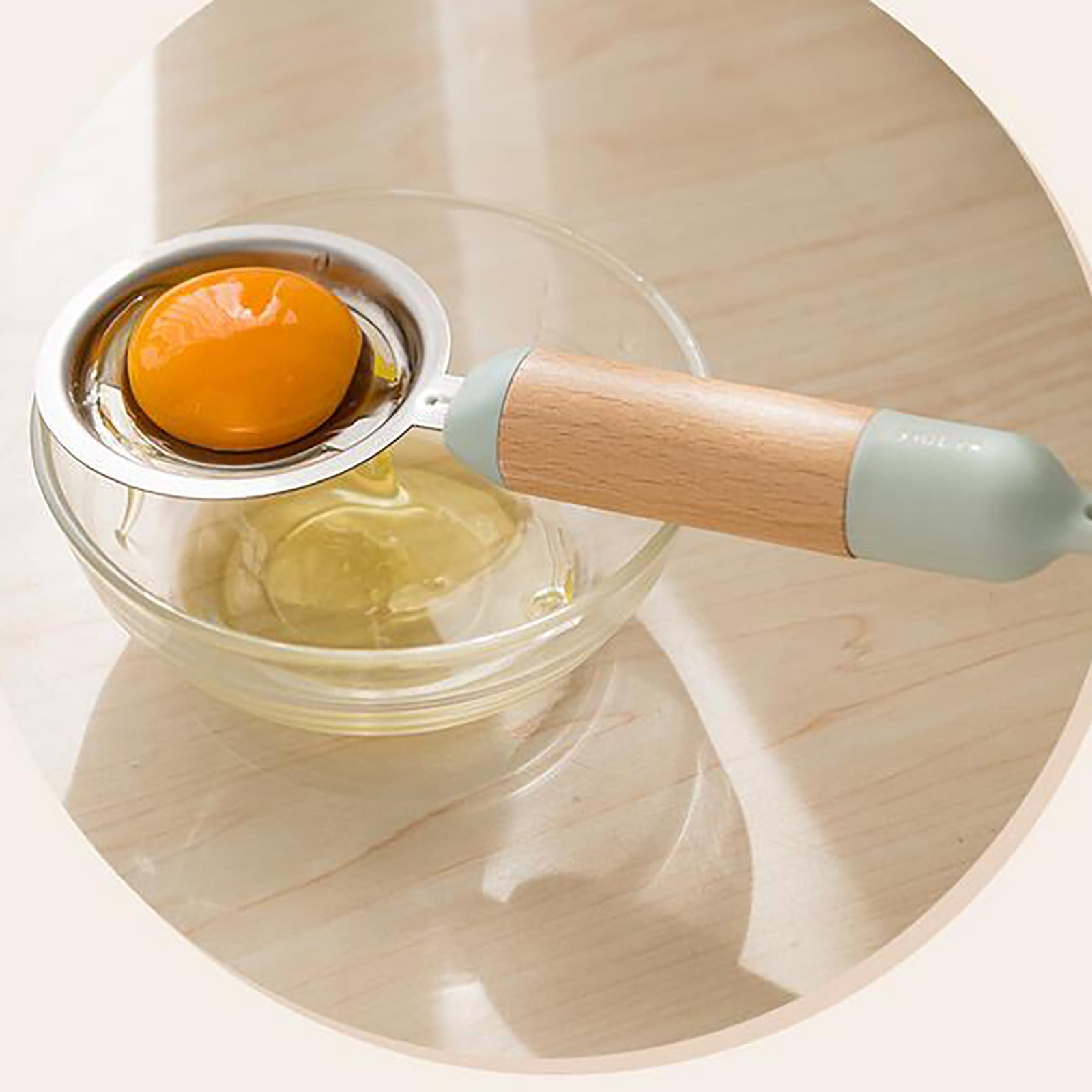 Hxlamzoo Egg Separator Stainless Steel with Wood Handle - Egg Yolk ...
