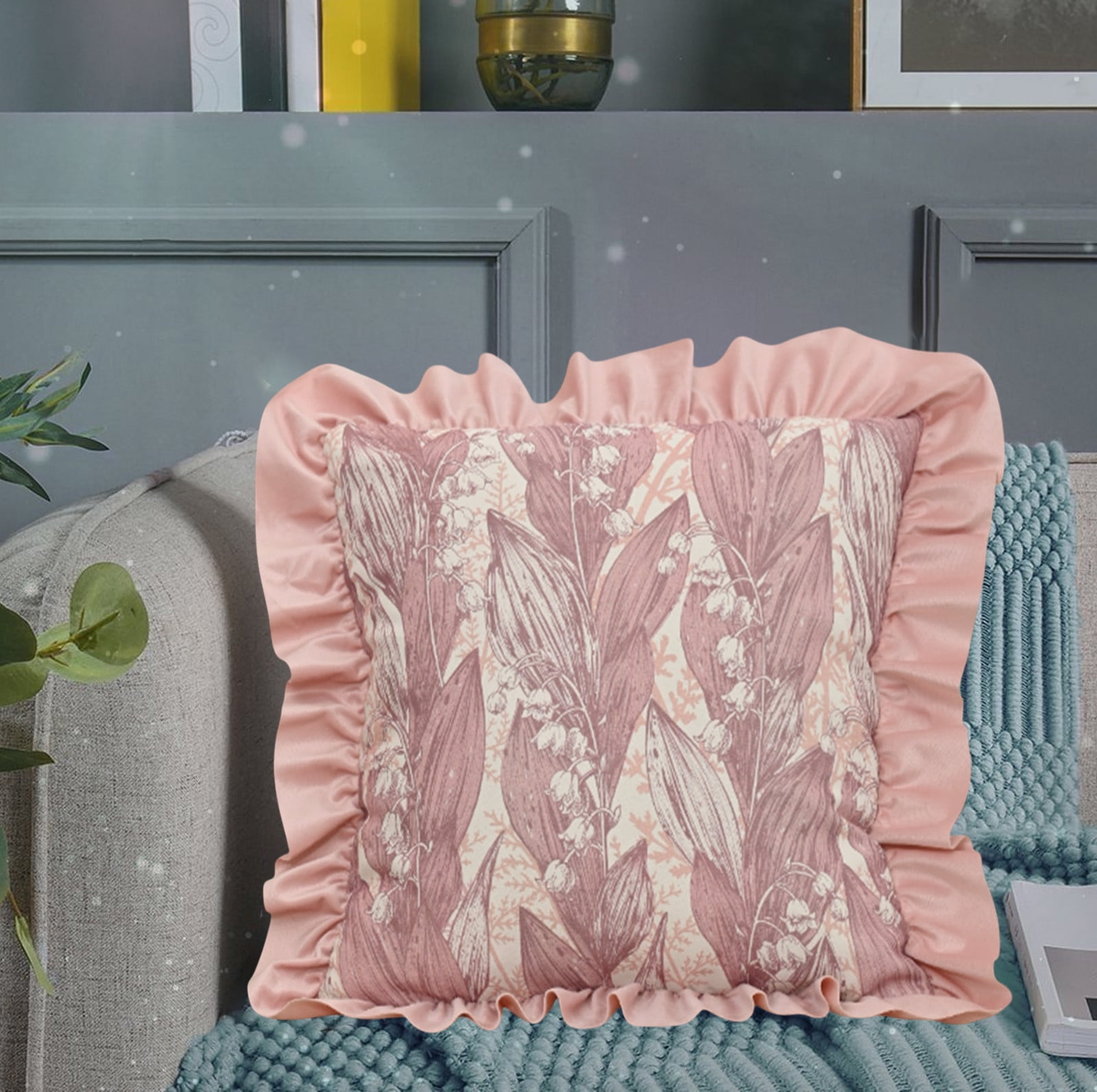 Hxlamzoo Elegant Wind Bells Flower Ruffled Pillow Cover - Soft ...