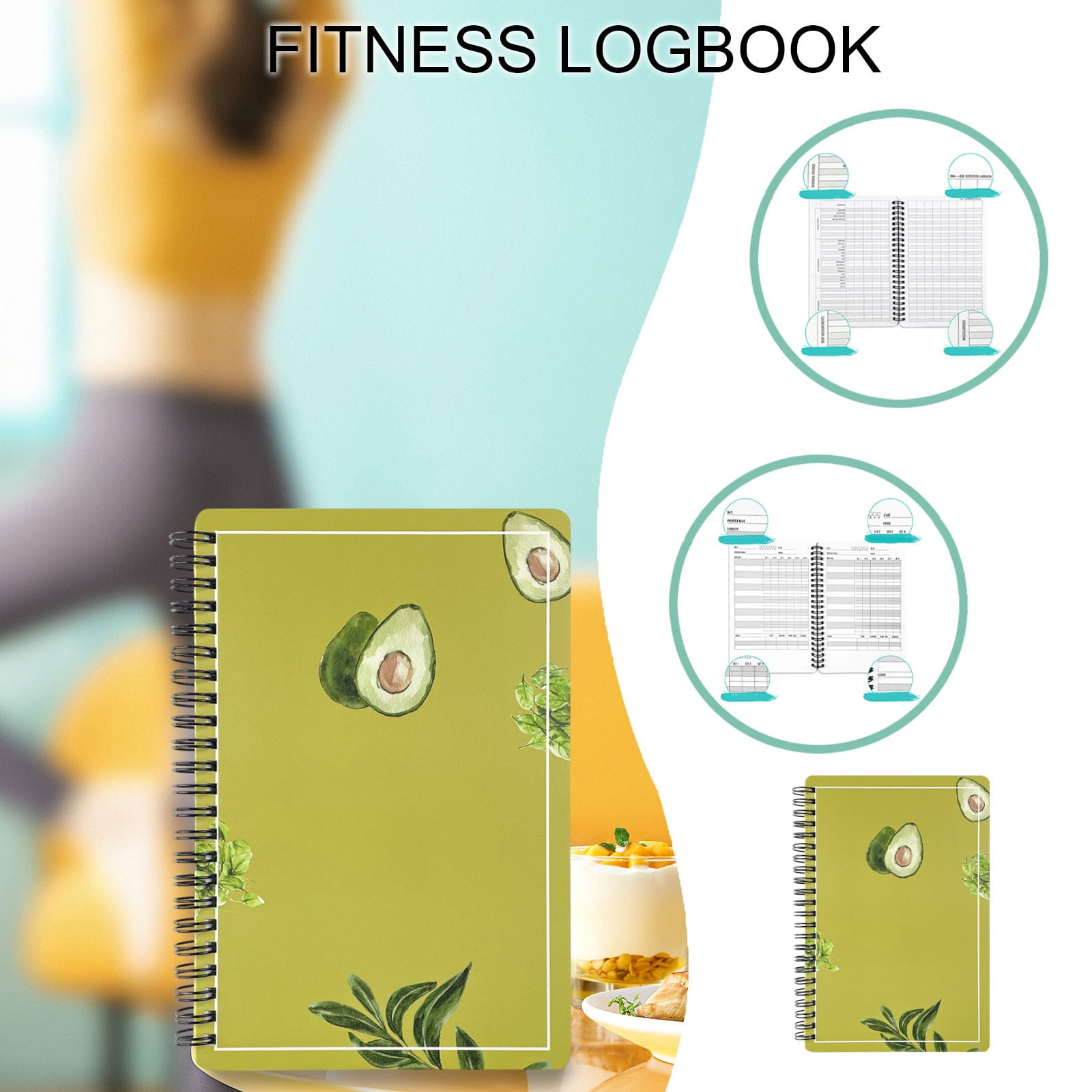 Hxlamzoo Fitness Logbook Coil Binding - 140x210mm Training Planner with ...