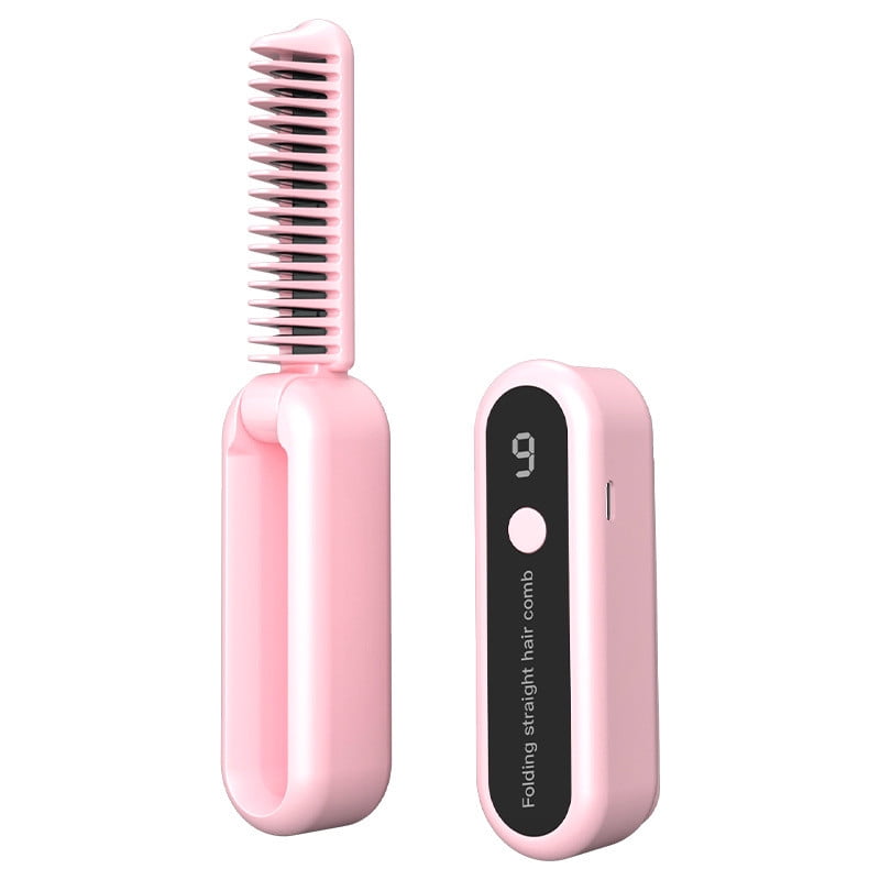 Hxlamzoo Foldable Mini Straightening Comb 2-in-1 Curling Iron, USB-C ...