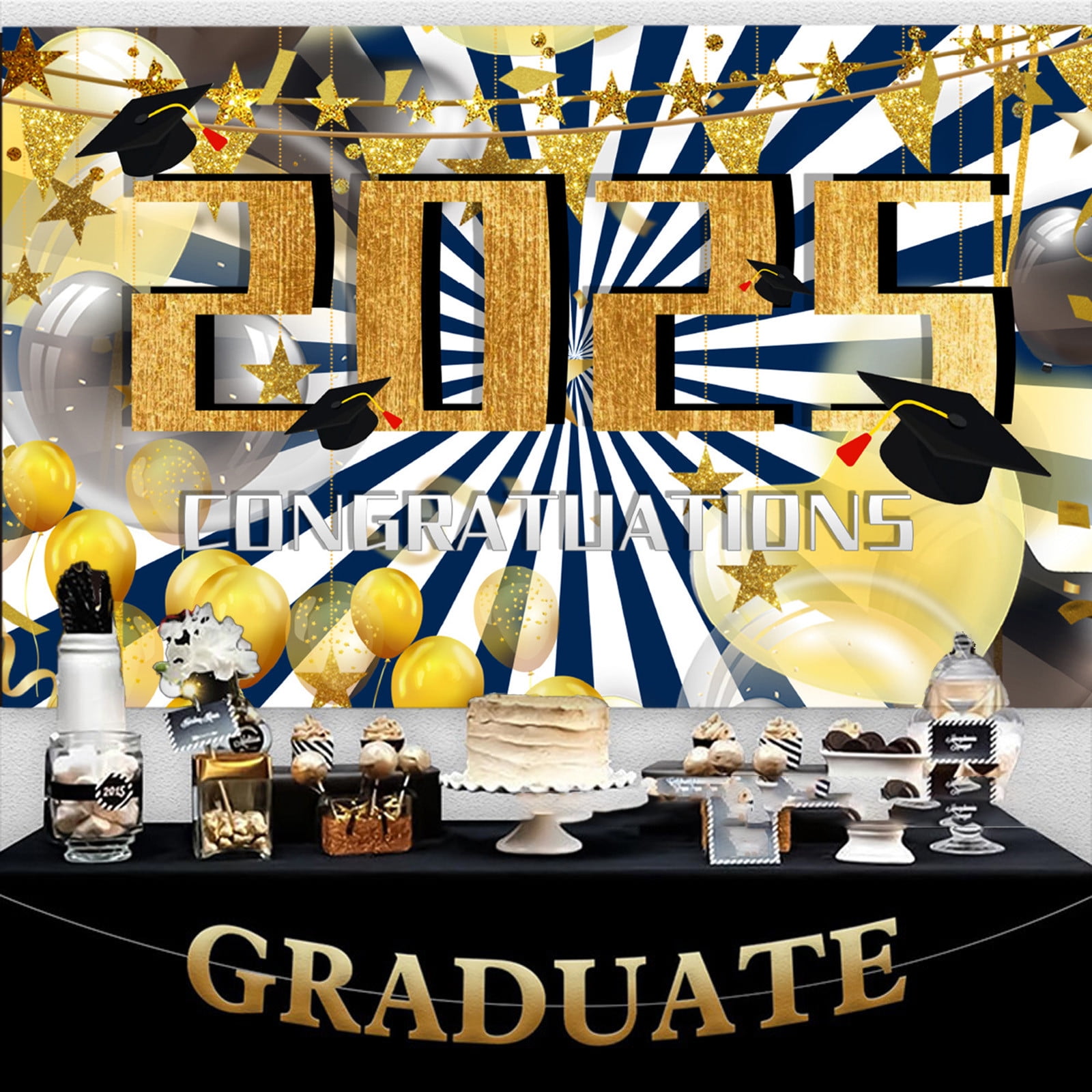 Hxlamzoo Graduation Backdrop Decorations - Congrats Grad Party Backdrop ...