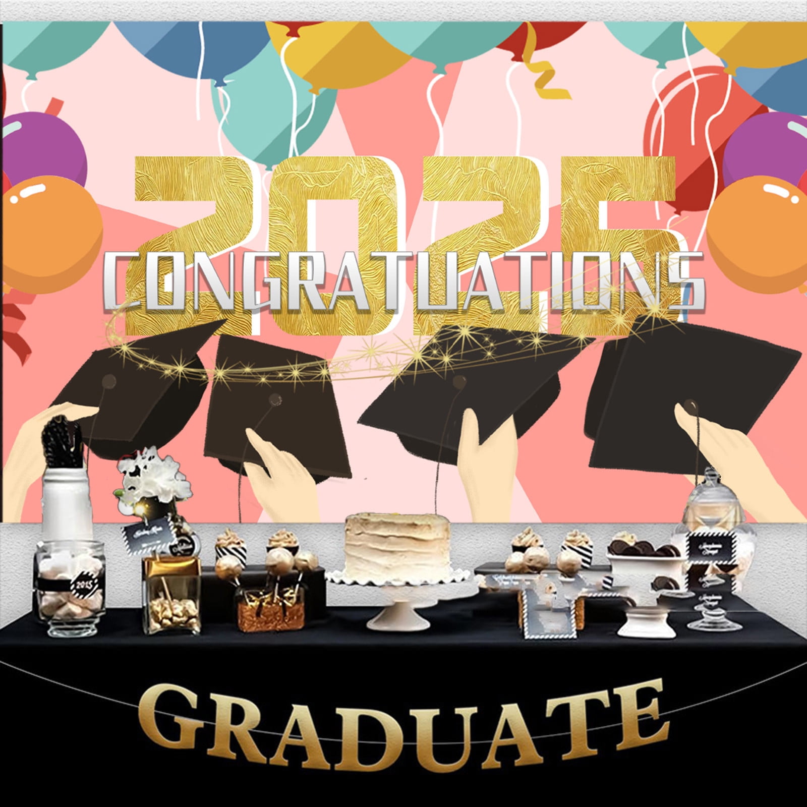 Hxlamzoo Graduation Backdrop Decorations - Congrats Grad Photo Booth ...
