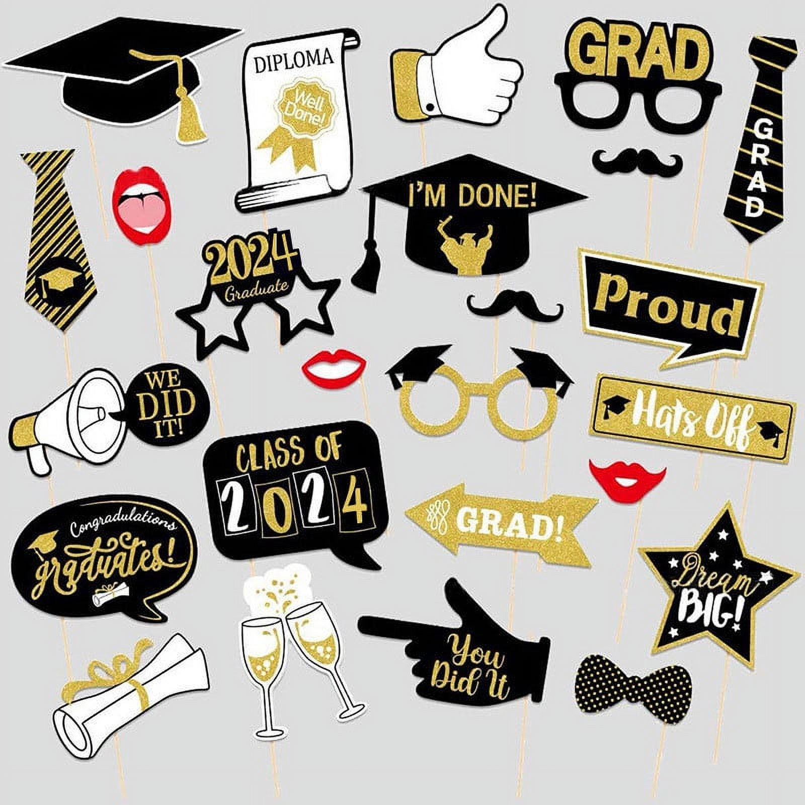 Hxlamzoo Graduation Photo Booth Props 2024 Congrats Grad Decorations ...