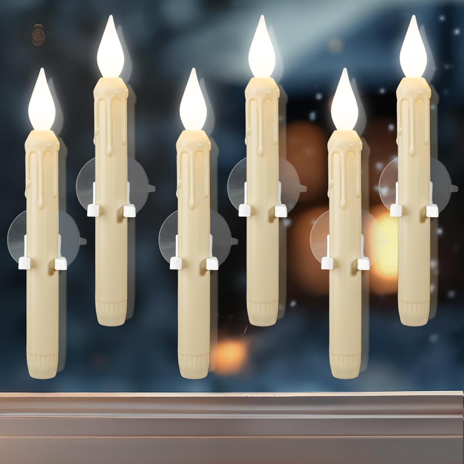Hxlamzoo LED Taper Candles with Sensor, Dusk to Dawn Auto On/Off ...